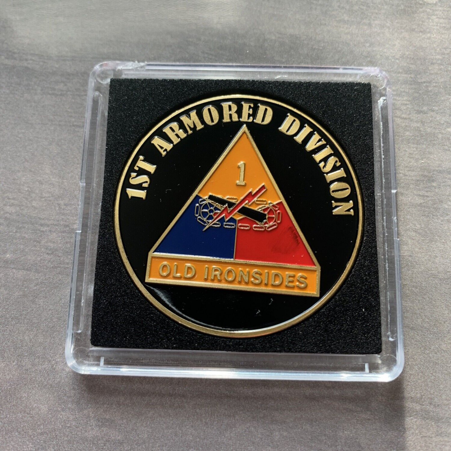 US ARMY Challenge Coin 1ST ARMORED DIVISION "OLD IRONSIDES" with Case!