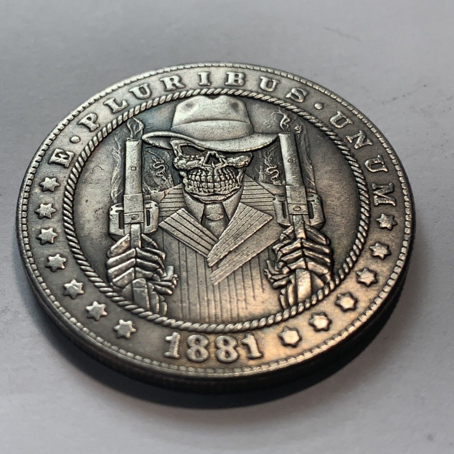 Skull Gangster-Mobster Challenge Coin Novelty Good Luck Heads Tails ...