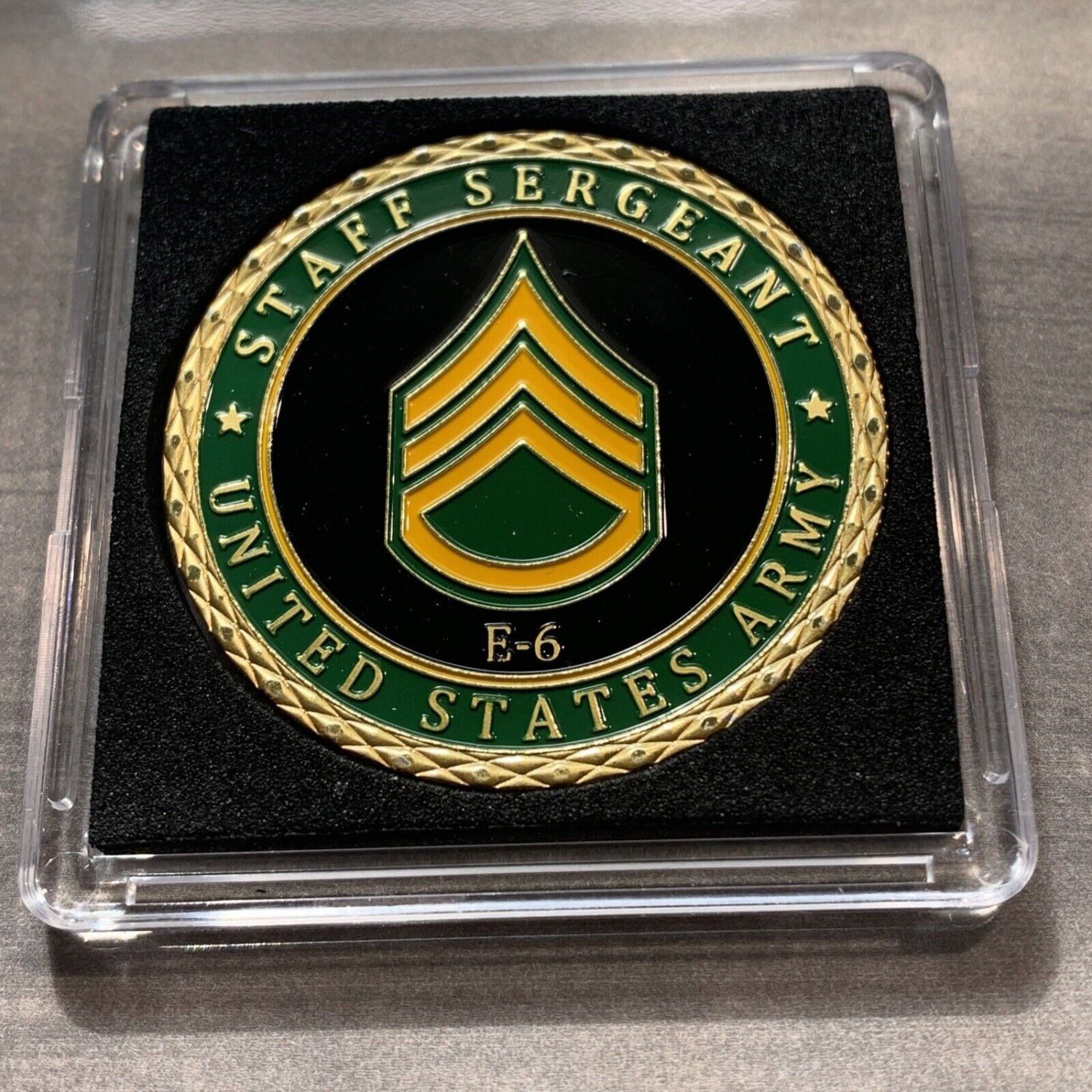 US ARMY STAFF SERGEANT E-6 Challenge Coin with Case-US Military Gift Coins