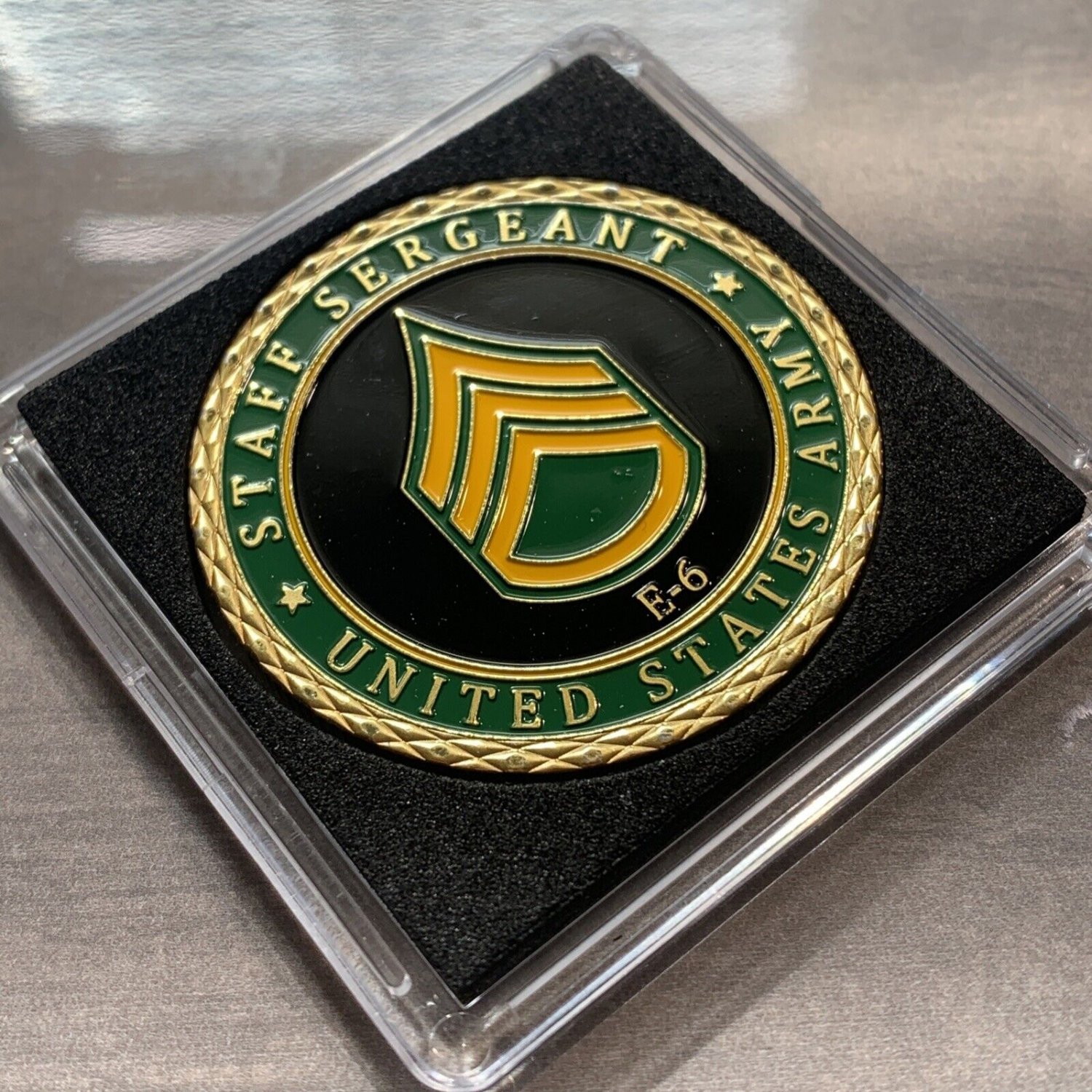 US ARMY STAFF SERGEANT E-6 Challenge Coin with Case-US Military Gift Coins