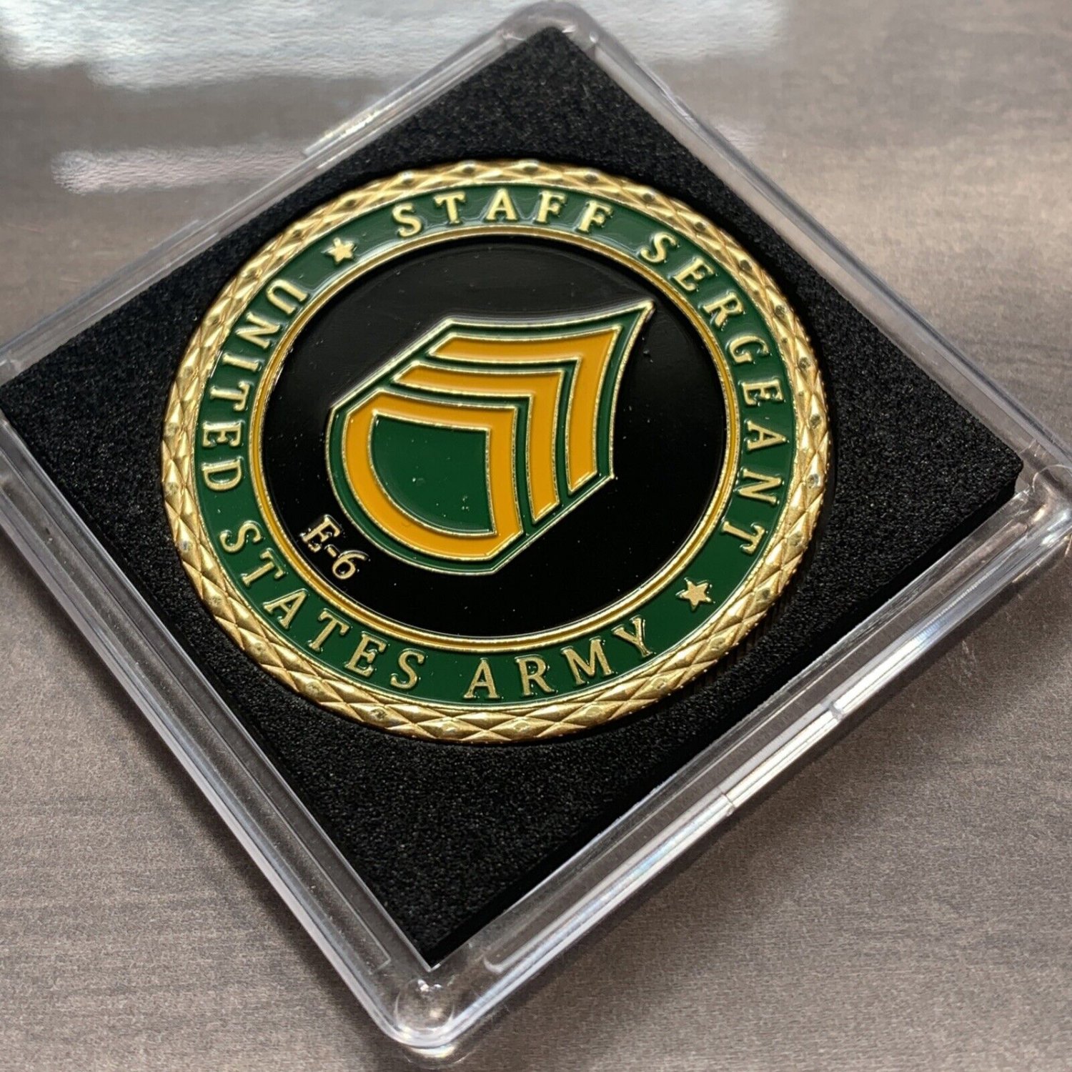 US ARMY STAFF SERGEANT E-6 Challenge Coin with Case-US Military Gift Coins
