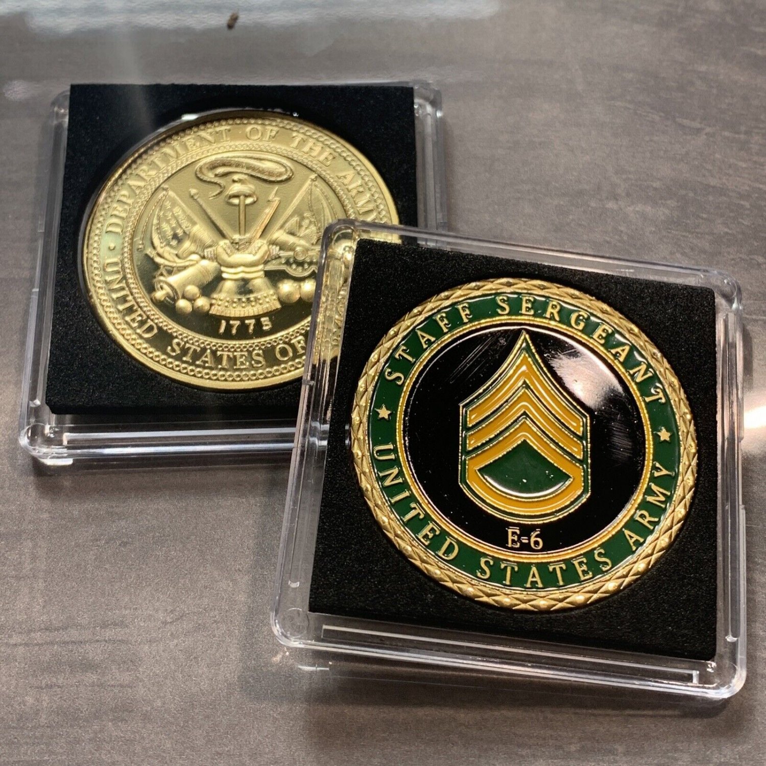 US ARMY STAFF SERGEANT E-6 Challenge Coin with Case-US Military Gift Coins