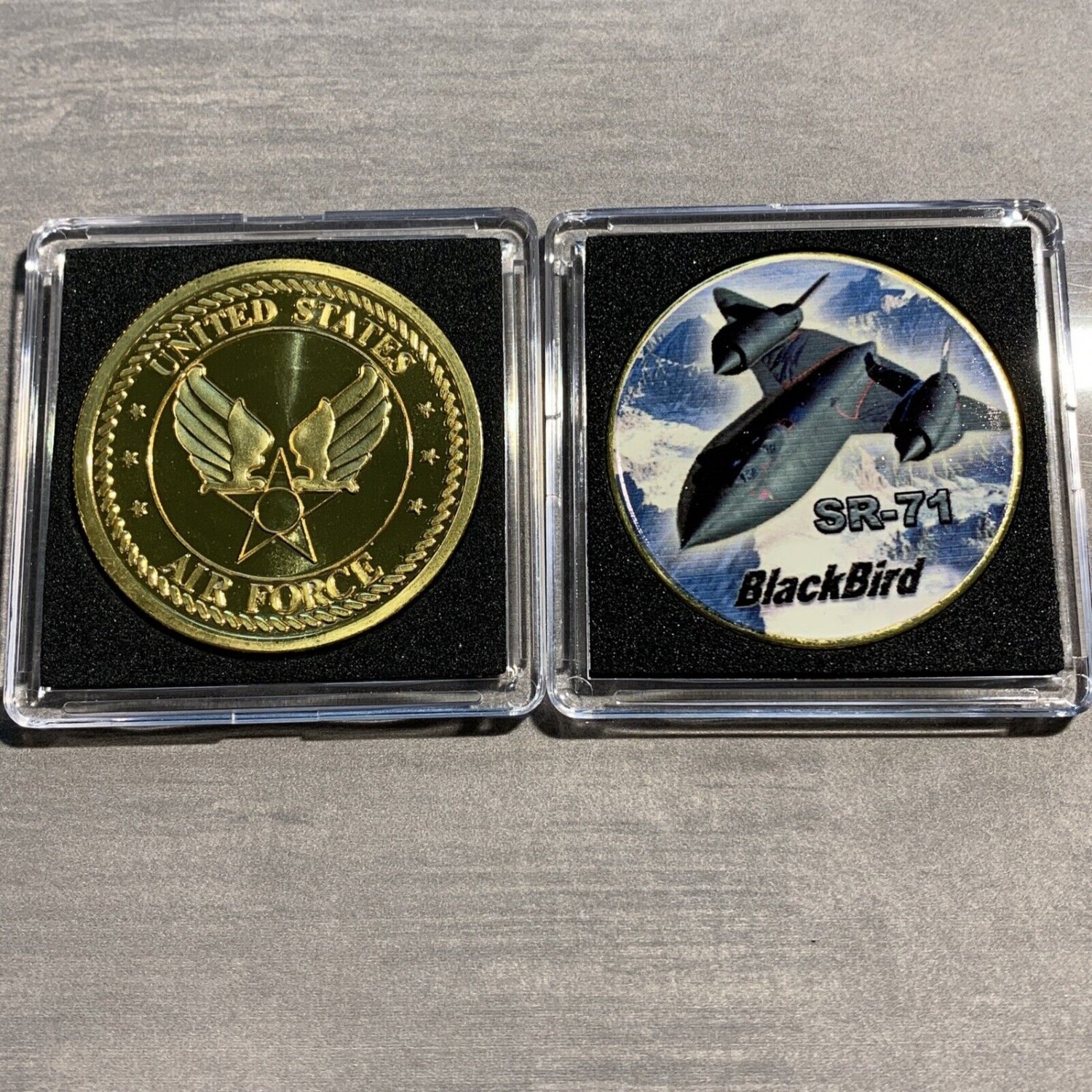 NEW! USAF SR-71 Blackbird Spy Plane Challenge Coin 40mm with Case