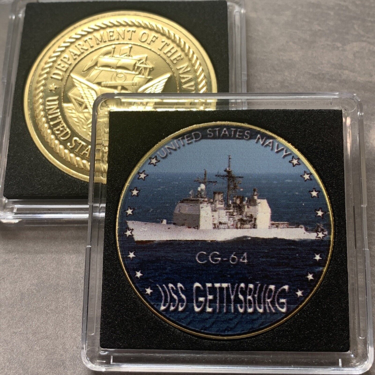 USS GETTYSBURG CG-64 Challenge Coin United States Navy USN 40mm with Case