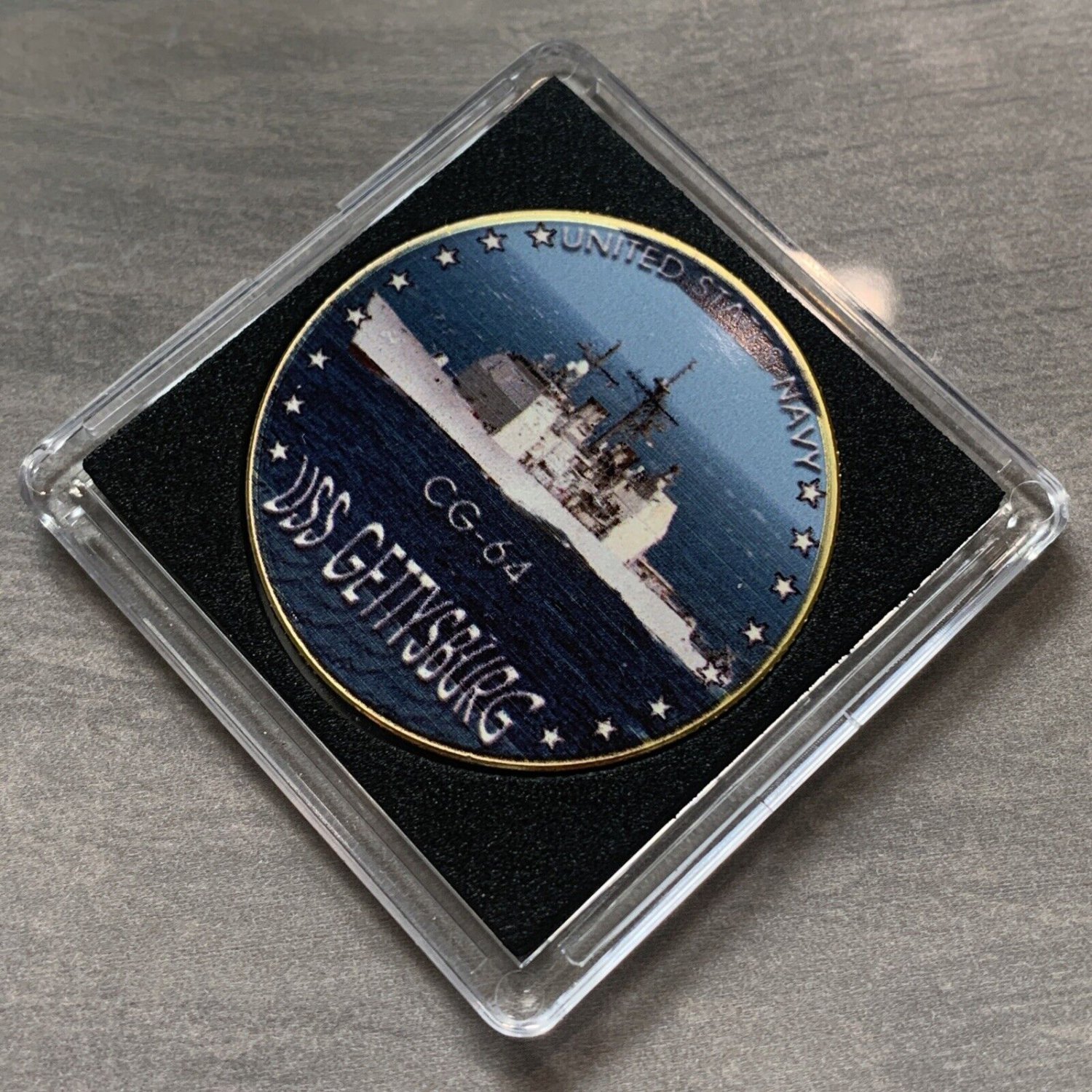 USS GETTYSBURG CG-64 Challenge Coin United States Navy USN 40mm with Case