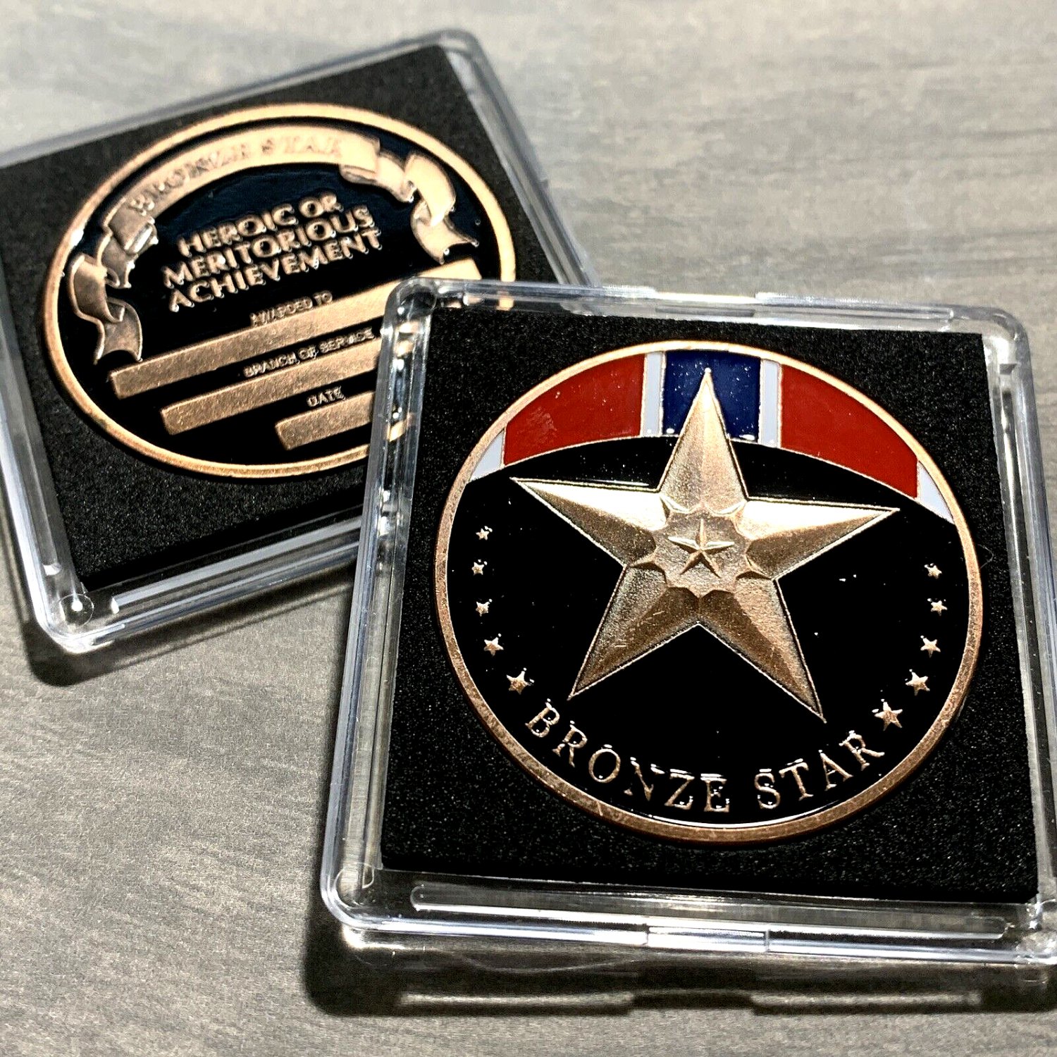 US Military Challenge Coin "BRONZE STAR" USMC USN ARMY USAF USCG w/Case ...