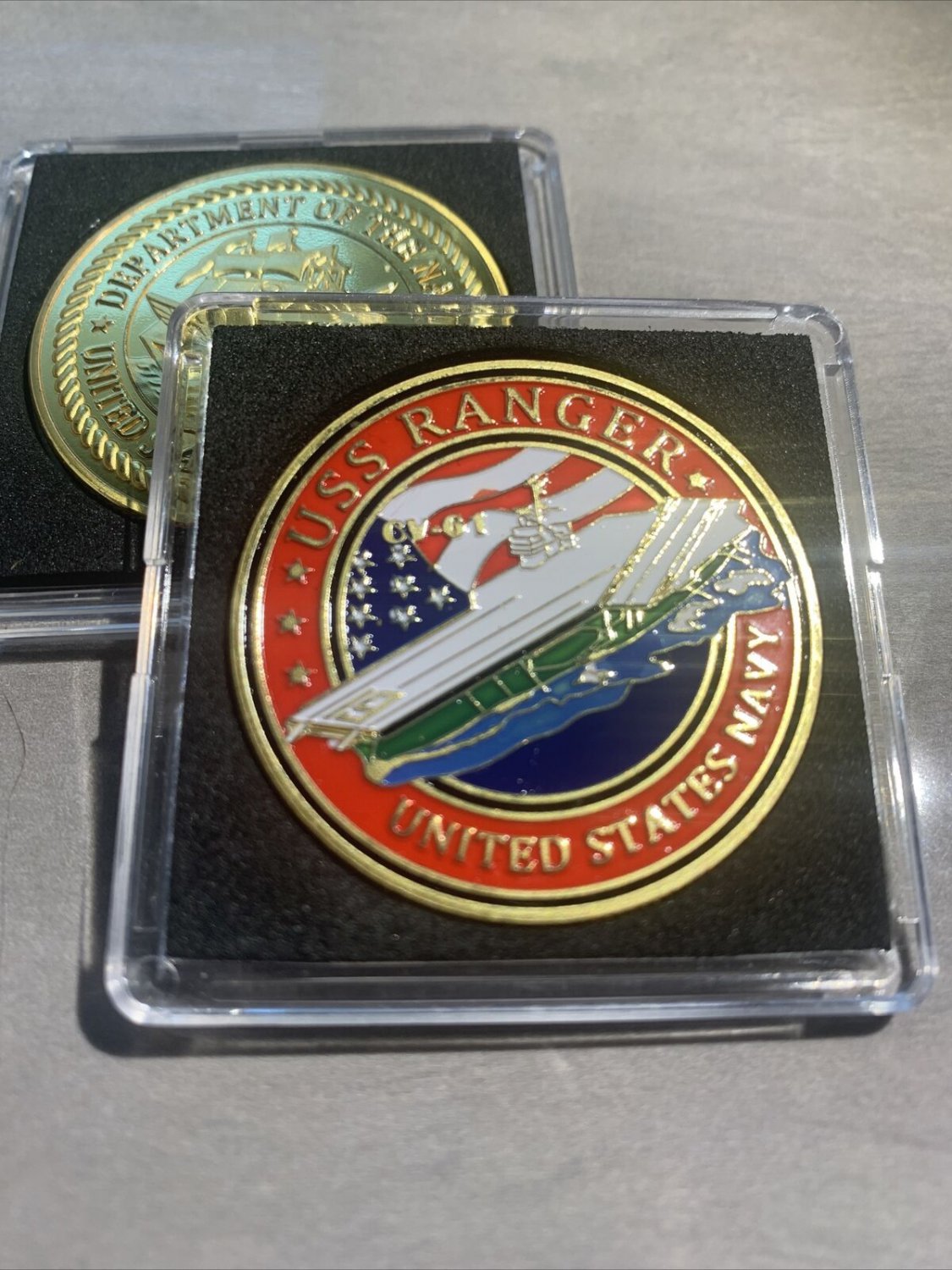 USS RANGER CV-61 Challenge Coin USN-US NAVY 40mm with Case New!