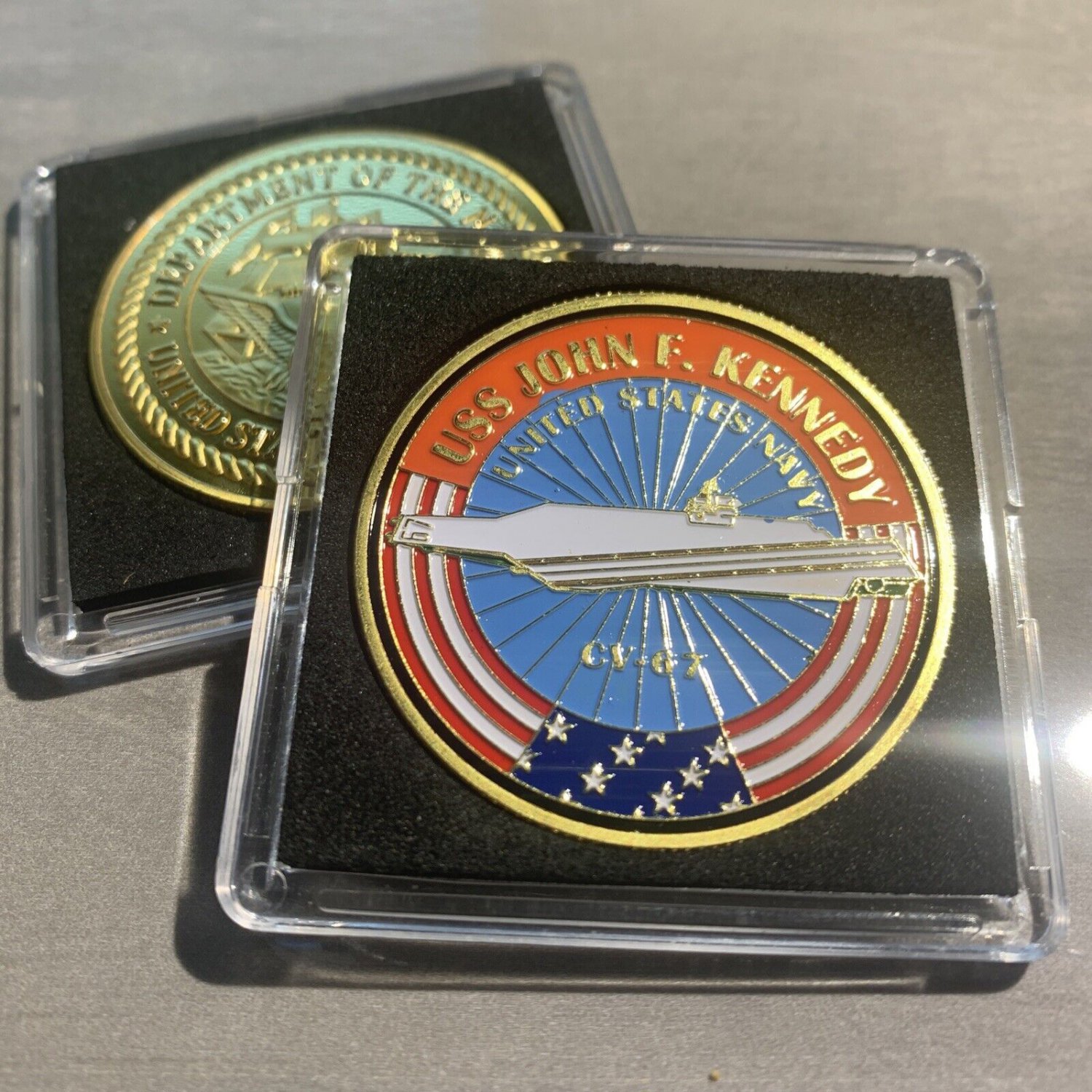 USS JOHN F. KENNEDY CV-67 Challenge Coin USN-US NAVY 40mm New With Case!