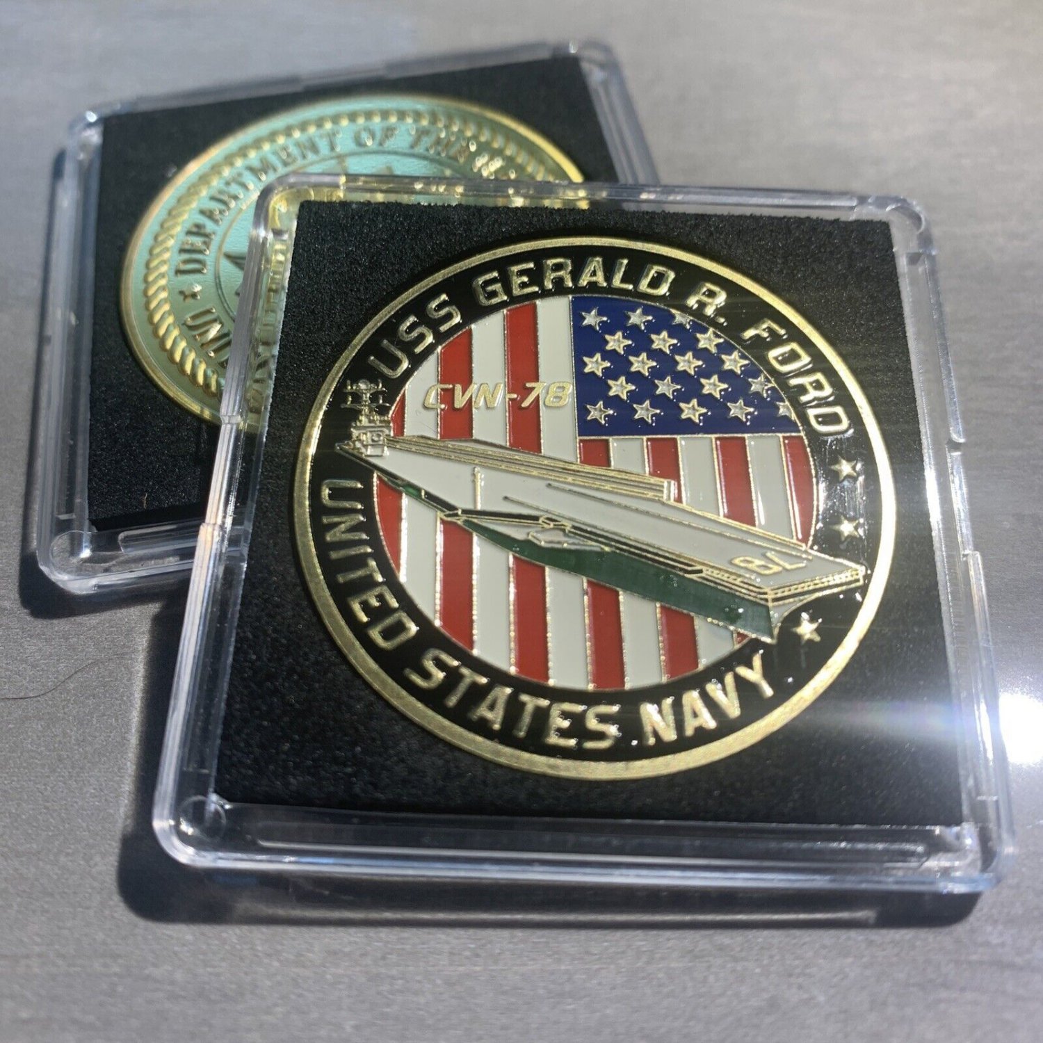 USS GERALD R. FORD CVN-78 Challenge Coin USN-US NAVY 40mm With Case!
