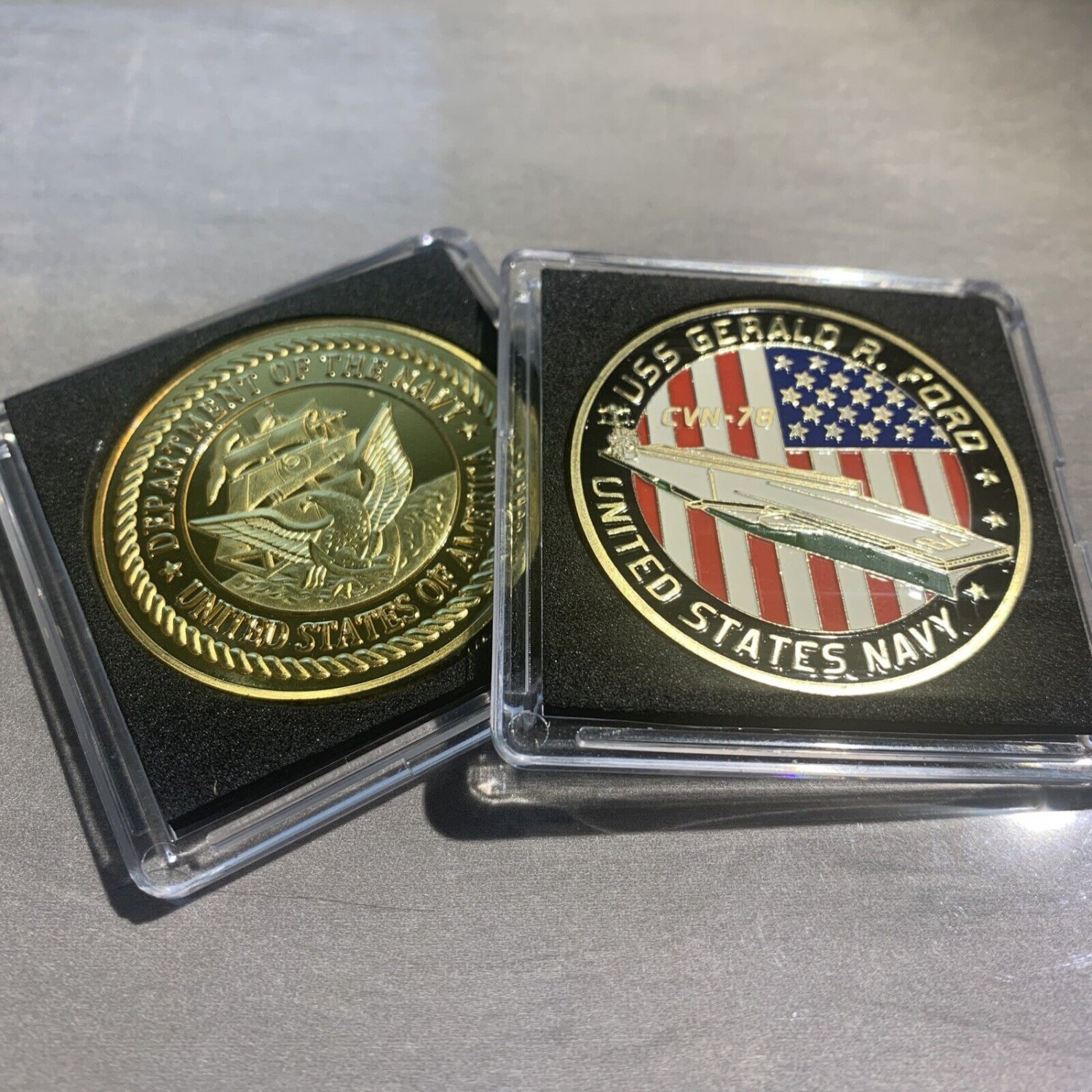 USS GERALD R. FORD CVN-78 Challenge Coin USN-US NAVY 40mm With Case!