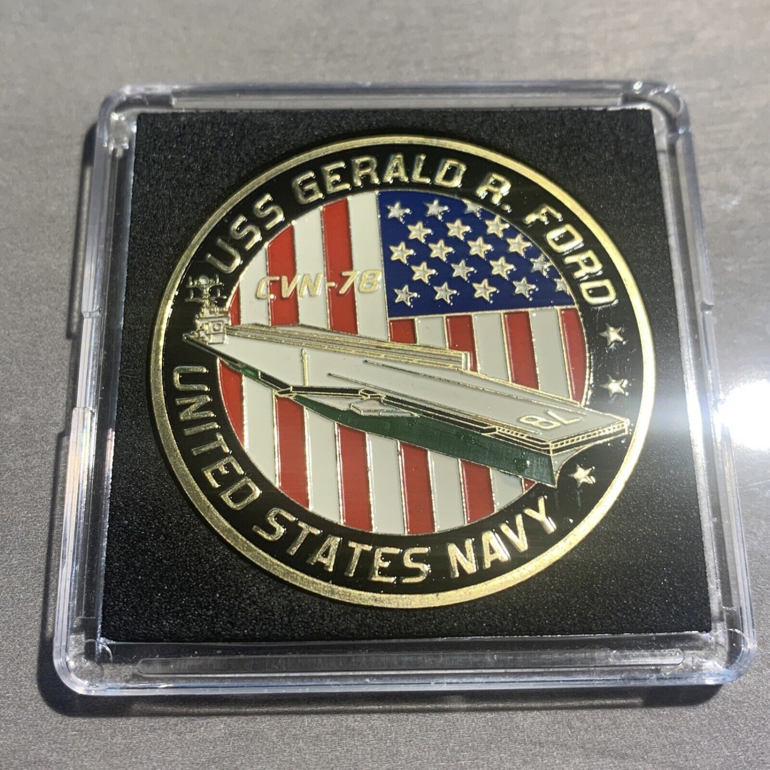USS GERALD R. FORD CVN-78 Challenge Coin USN-US NAVY 40mm With Case!