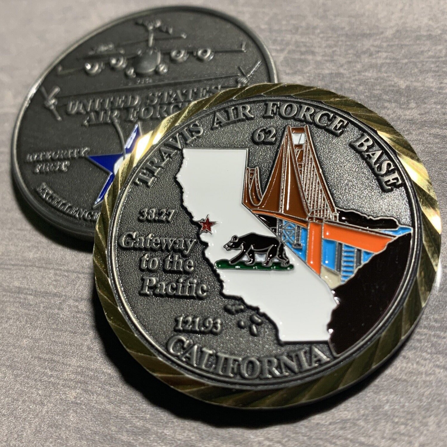 USAF TRAVIS AFB-Gateway to the Pacific Challenge Coin Brand New! Beautiful!