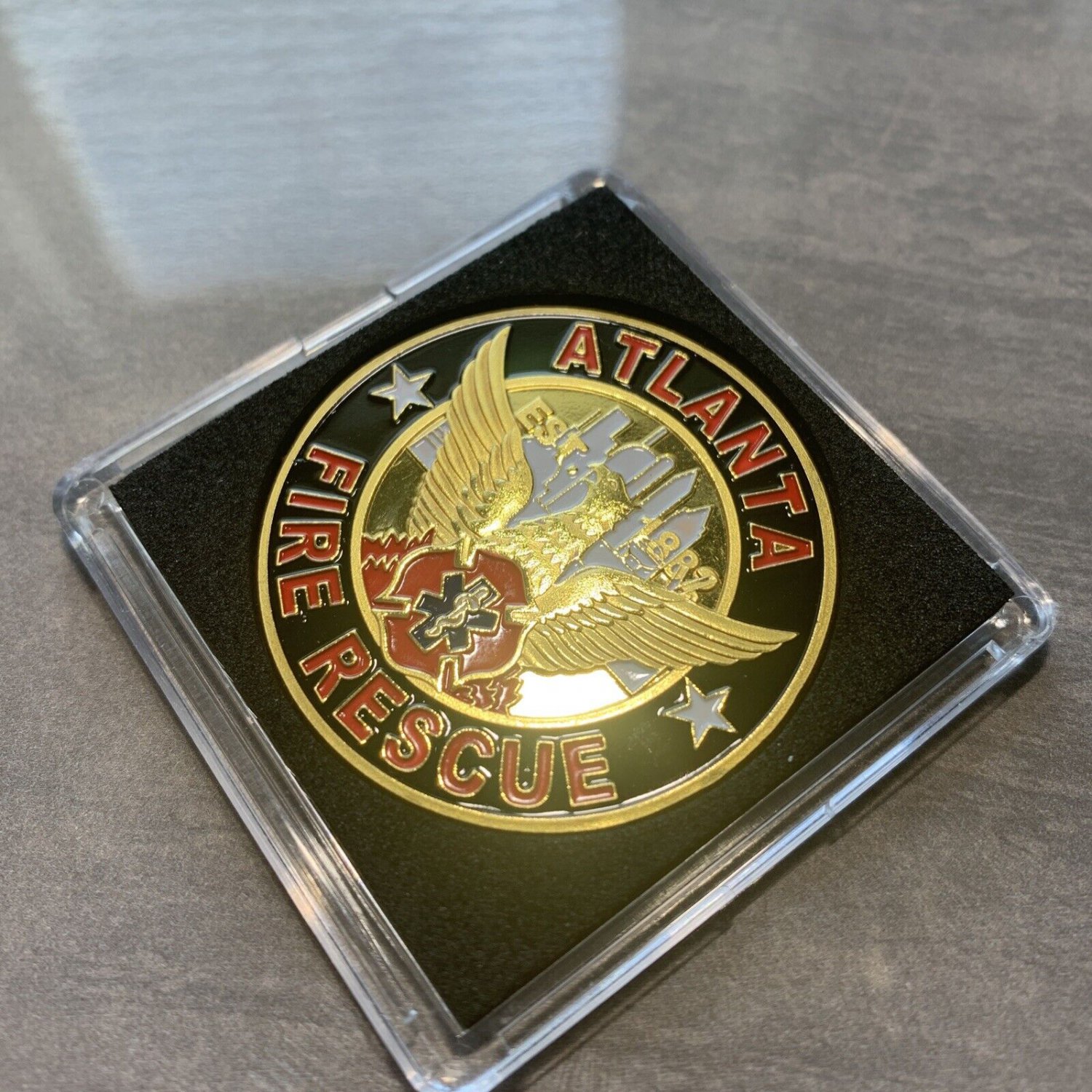 ATLANTA FIRE & RESCUE Challenge Coin St Florian Prayer w Case! Brand NEW!