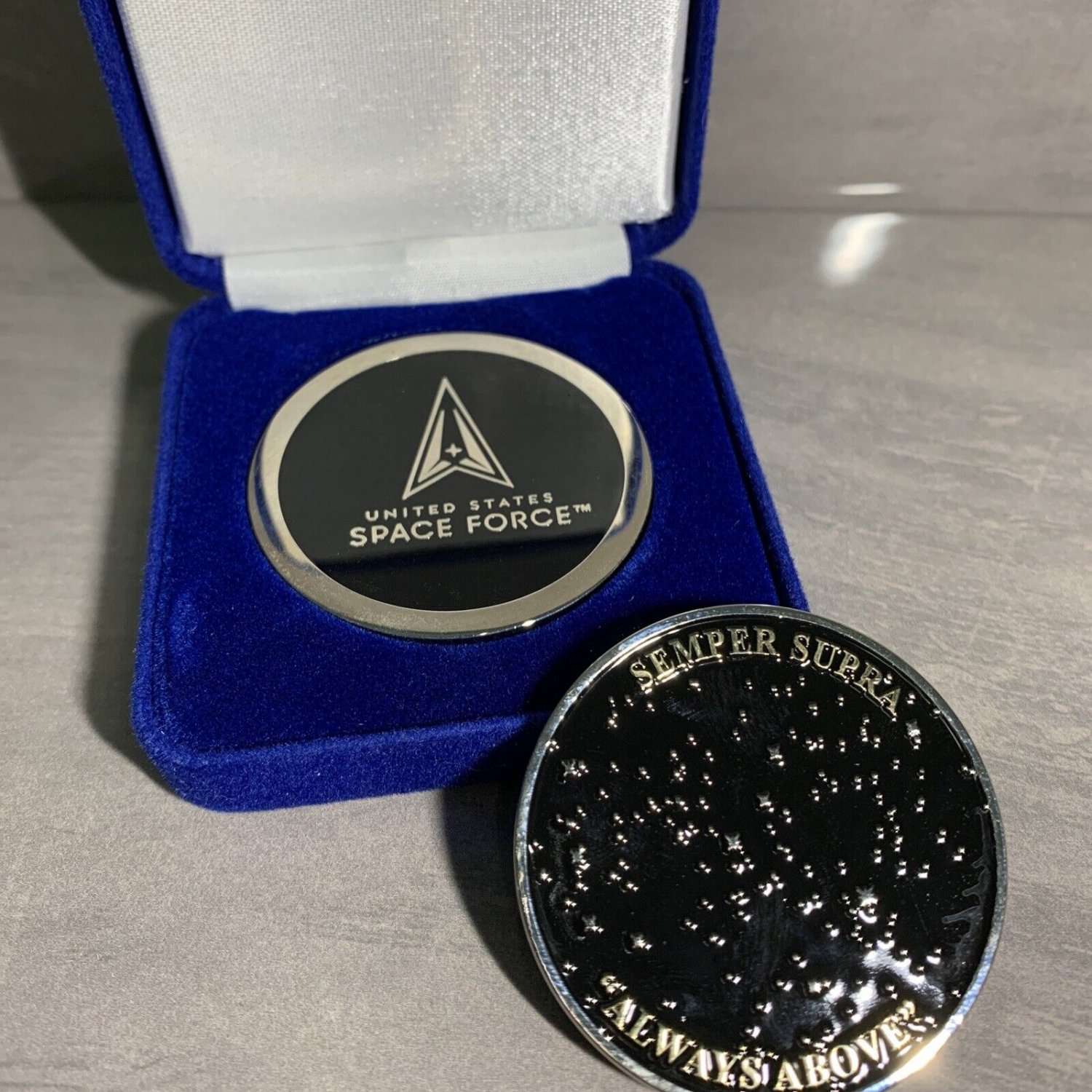 U.S. SPACE FORCE Challenge Coin USAF Semper Sutra Always Above Large 1. ...