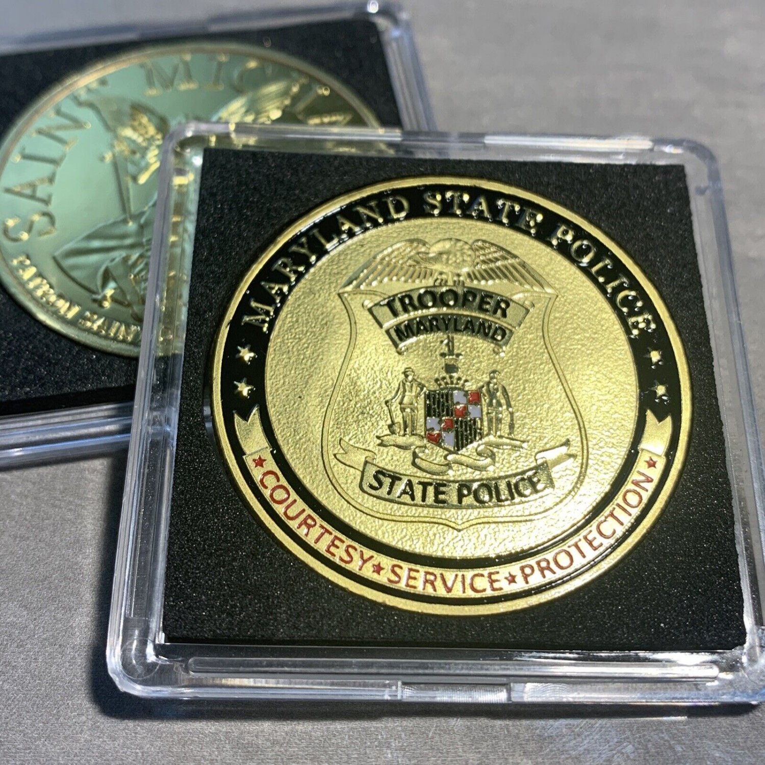 Maryland State Police Trooper Challenge Coin 40mm with Case New!