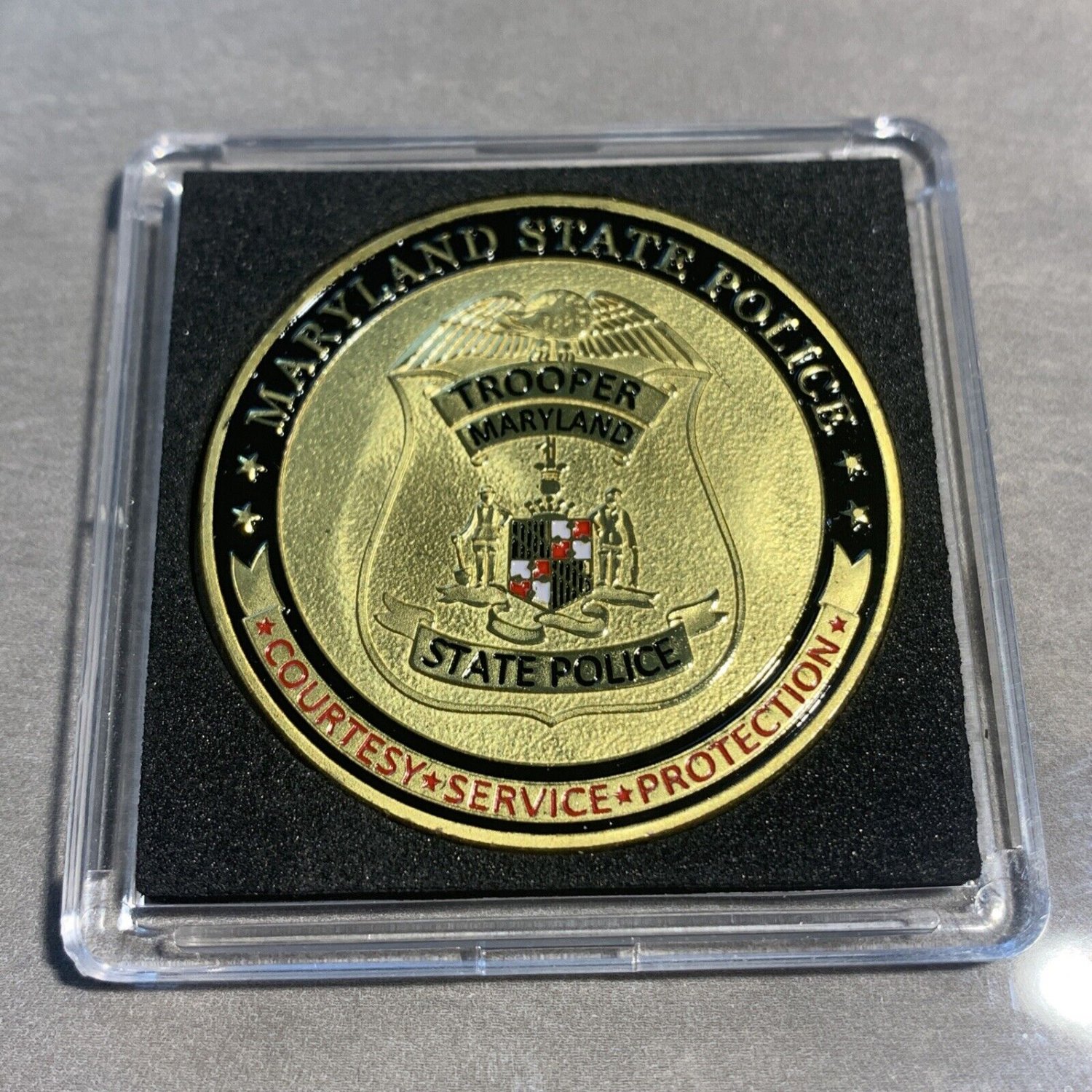 Maryland State Police Trooper Challenge Coin 40mm with Case New!