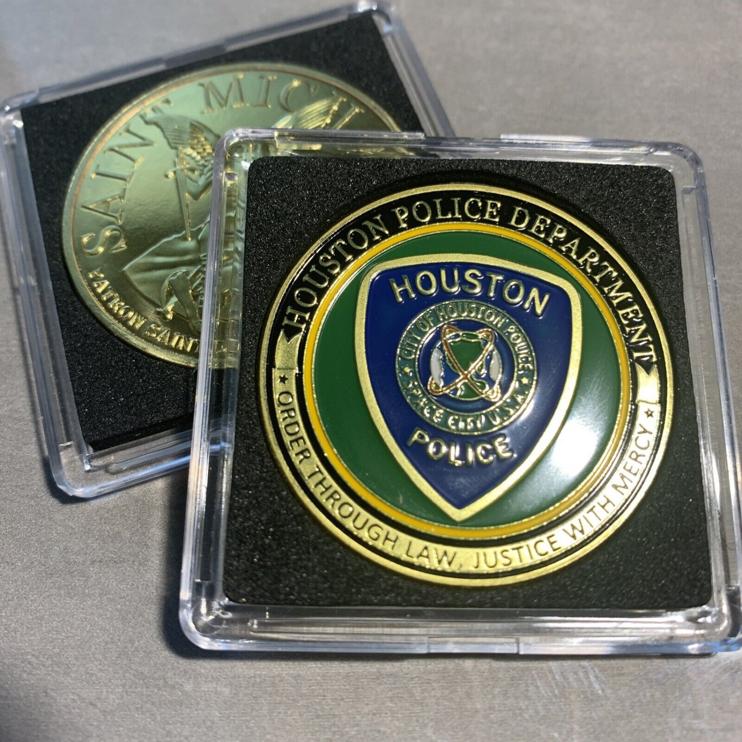 Houston Texas Police Department Shield St. Michael Challenge Coin 40mm New!
