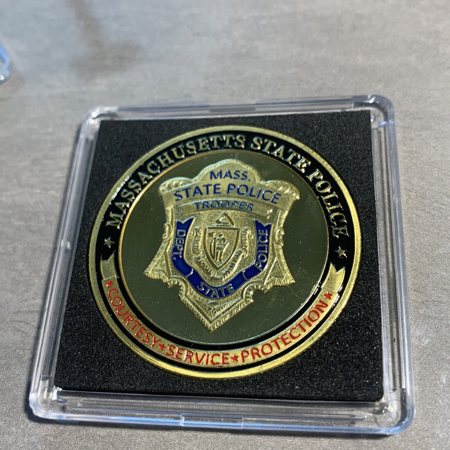 Massachusetts State Police Trooper Challenge Coin 40mm with Case New
