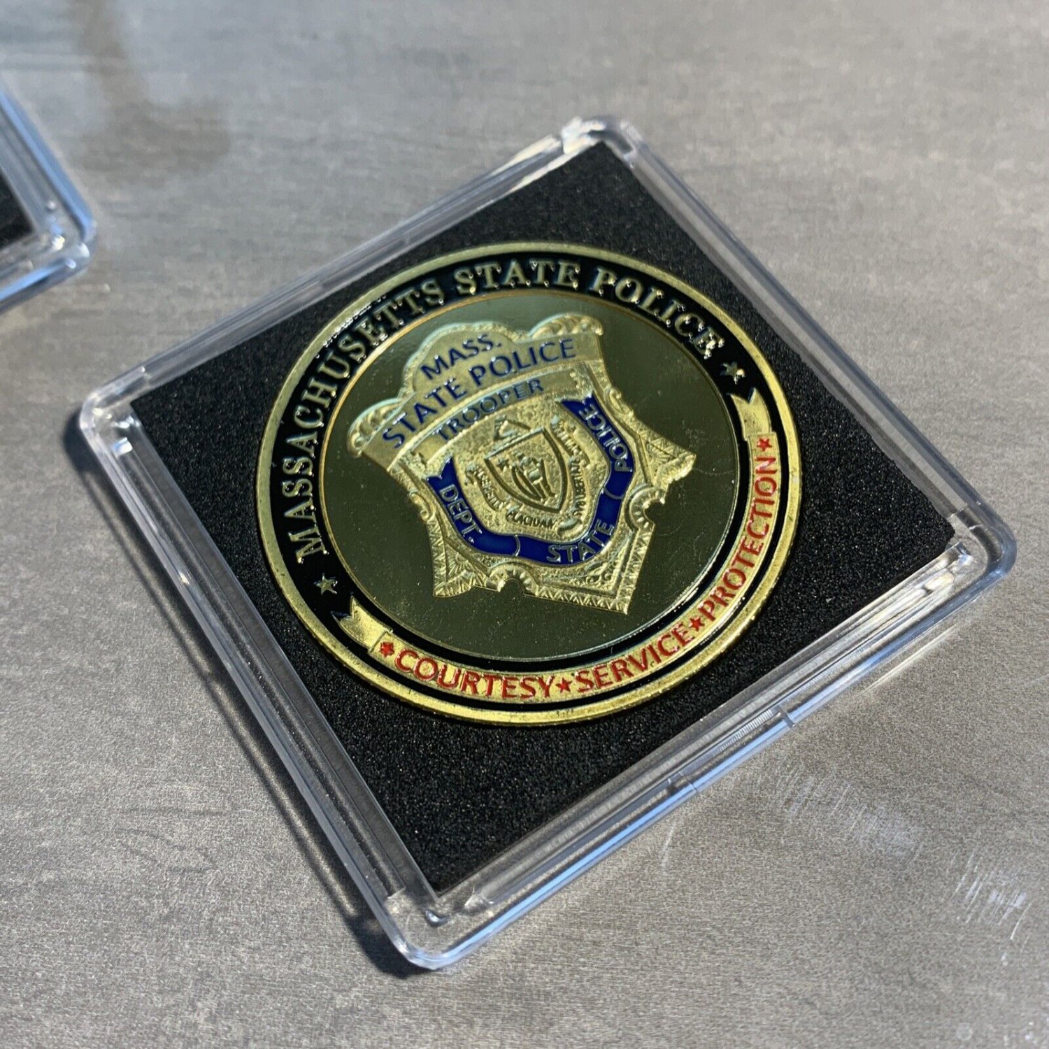 Massachusetts State Police Trooper Challenge Coin 40mm with Case New