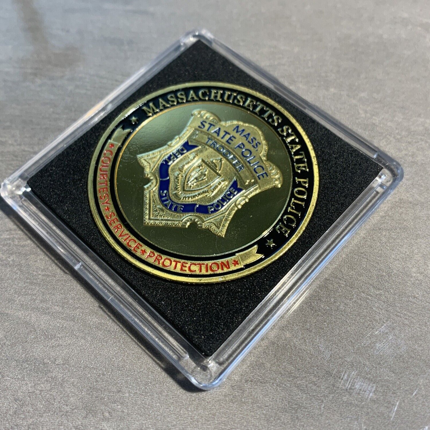 Massachusetts State Police Trooper Challenge Coin 40mm with Case New