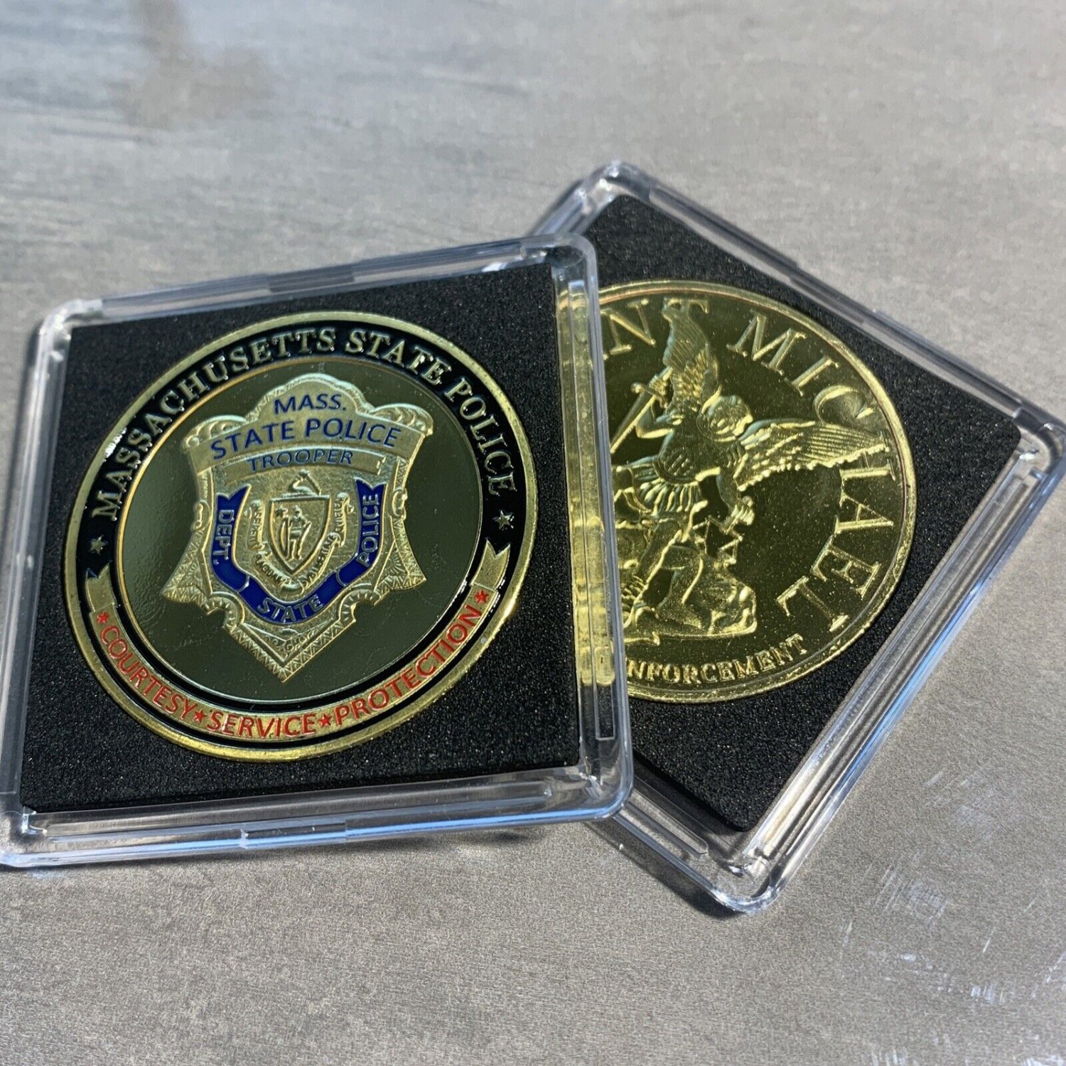 Massachusetts State Police Trooper Challenge Coin 40mm with Case New