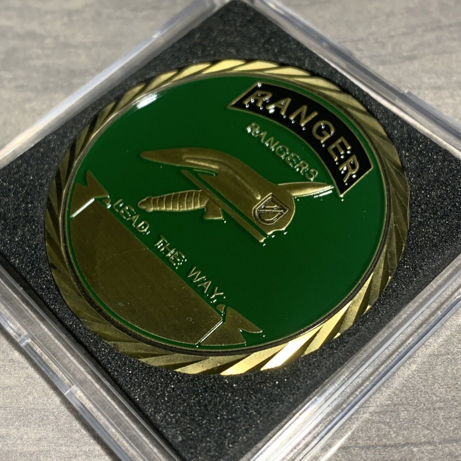 US ARMY RANGERS Challenge Coin-FT BENNING-CAMP MERRILL & RUDDER w Case