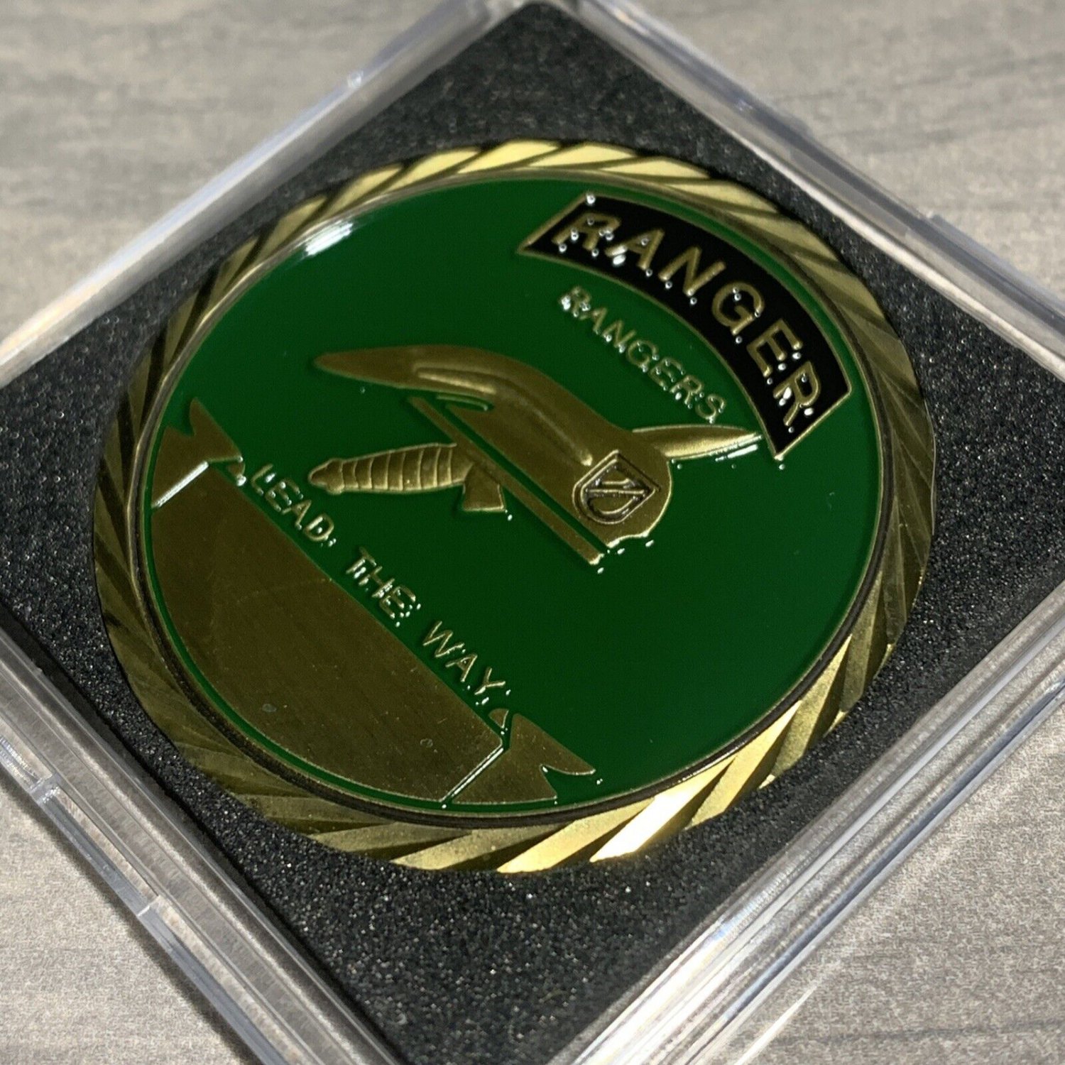 US ARMY RANGERS Challenge Coin-FT BENNING-CAMP MERRILL & RUDDER w Case