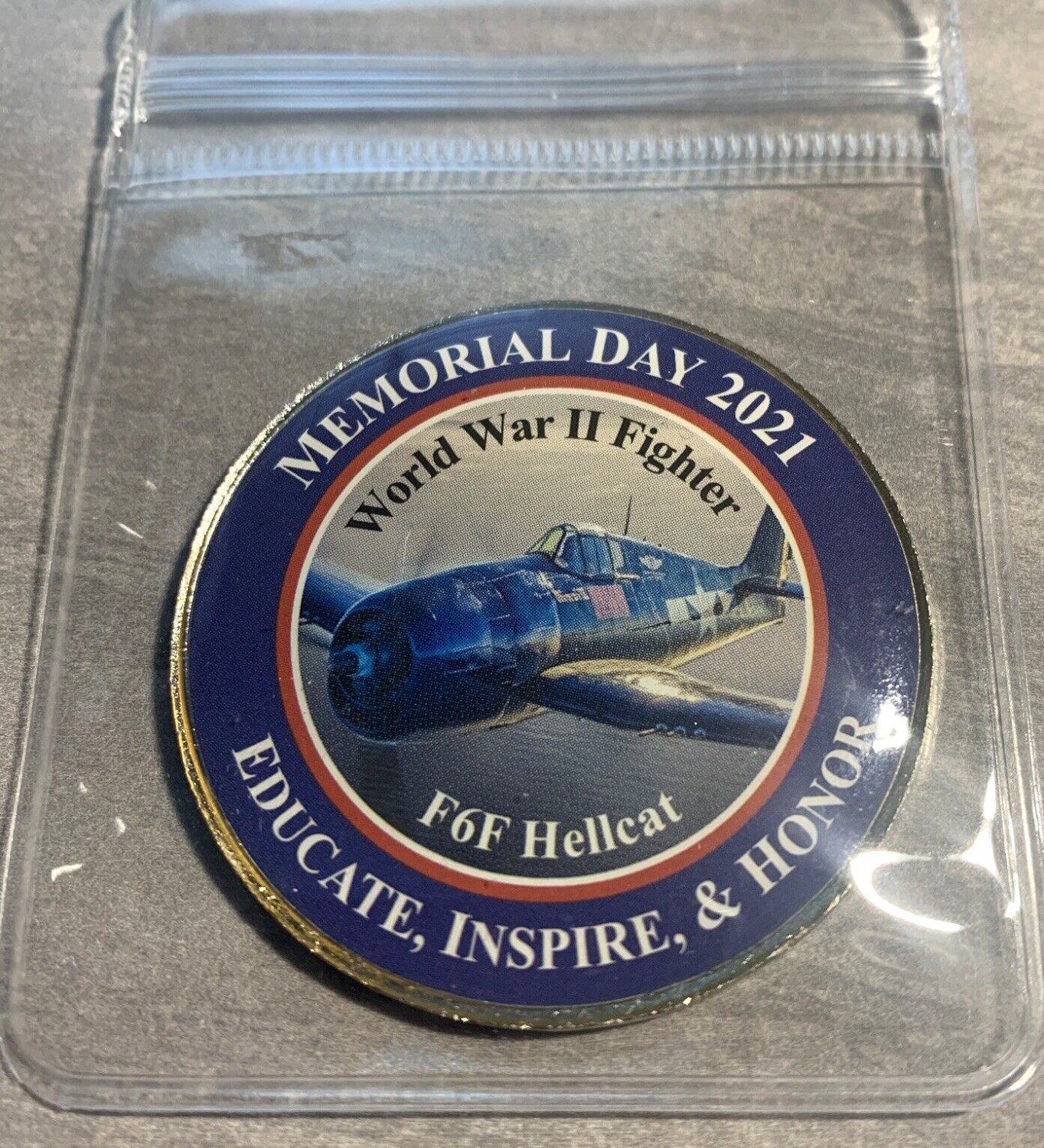 WW2 USAF F6F " HELLCAT FIGHTER 1.75" Challenge Coin w PVC Pouch NICE!