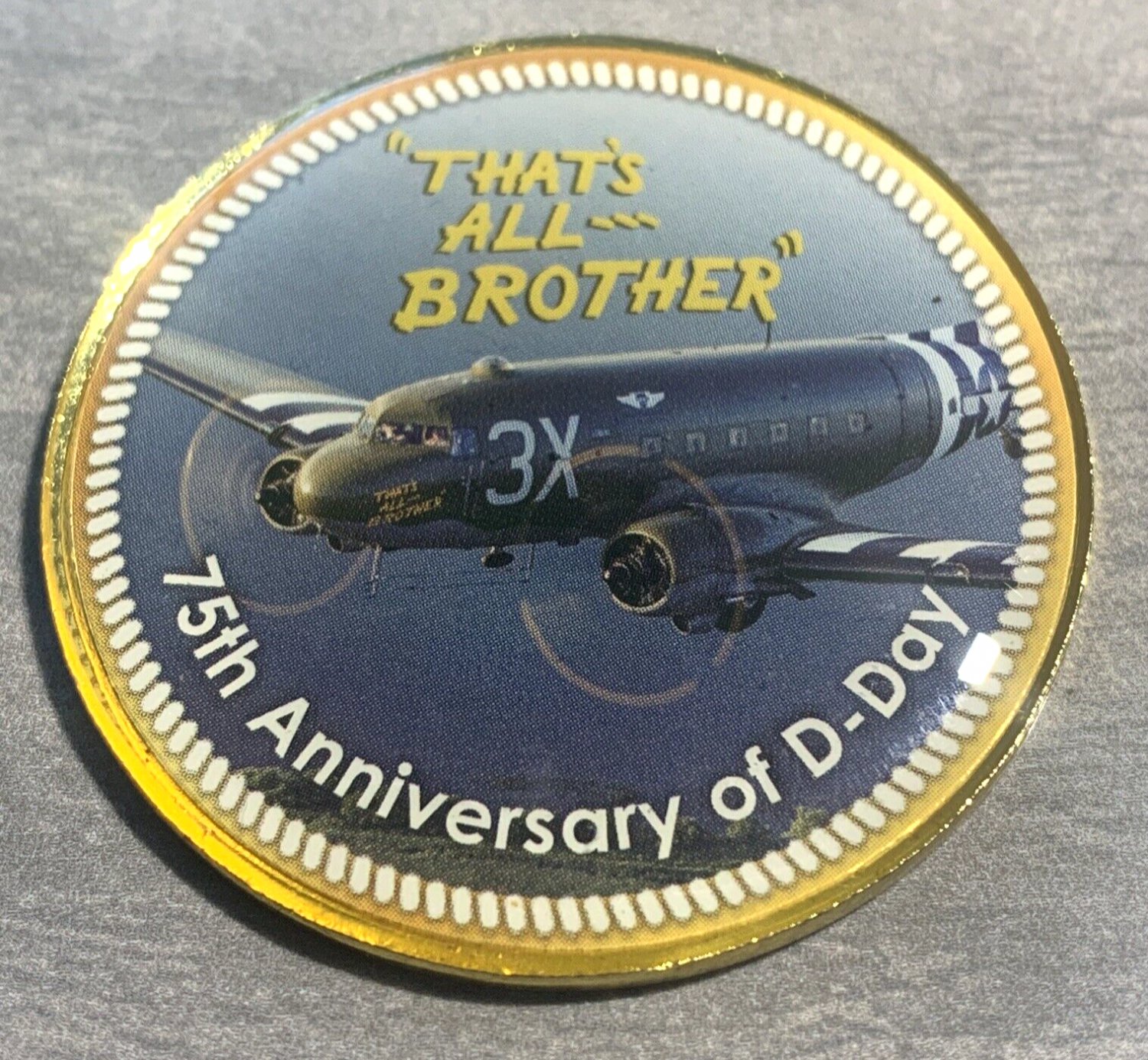 WW2 D-DAY 75TH ANNIVERSARY 1.75" Challenge Coin w PVC Pouch