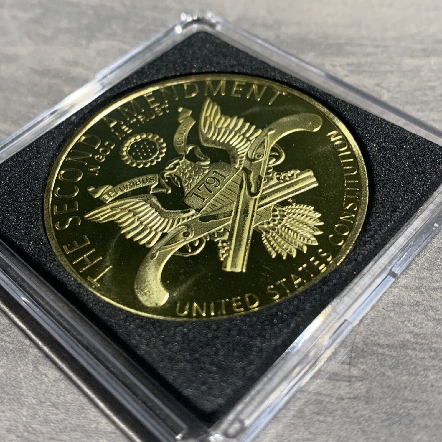 2nd Amendment Challenge Coin Right to Keep & Bear Arms-NEW GOLD PL With ...