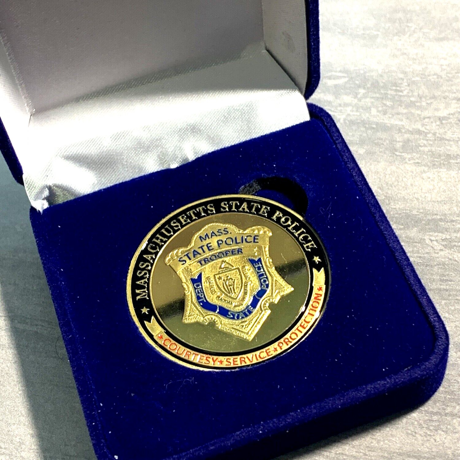 Massachusetts State Police Trooper Challenge Coin 40mm with Box New
