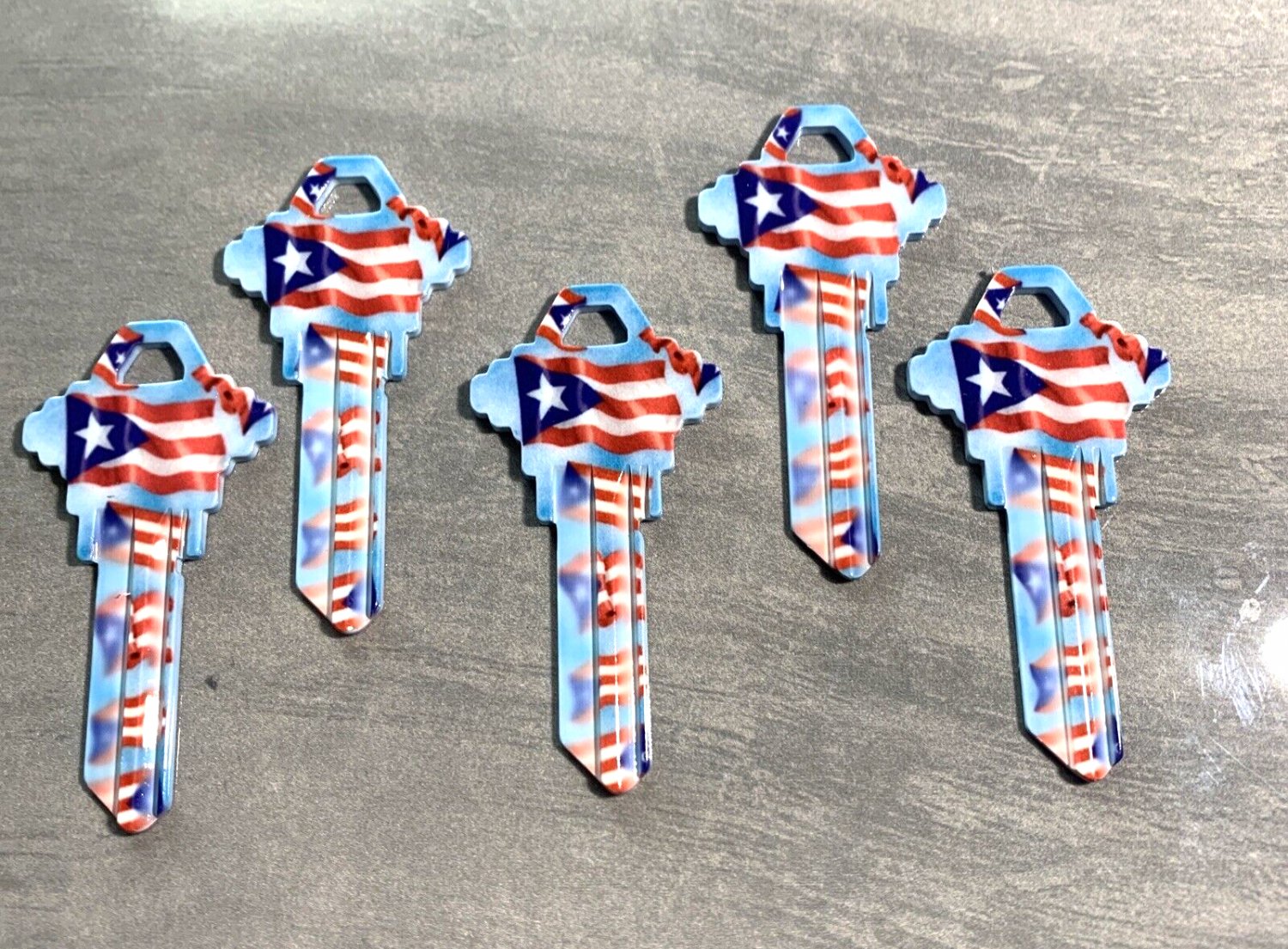 5X PUERTO RICO FLAG Uncut NEW House Key Blank-HOME HOUSE KEYS SCHLAGE SC-1