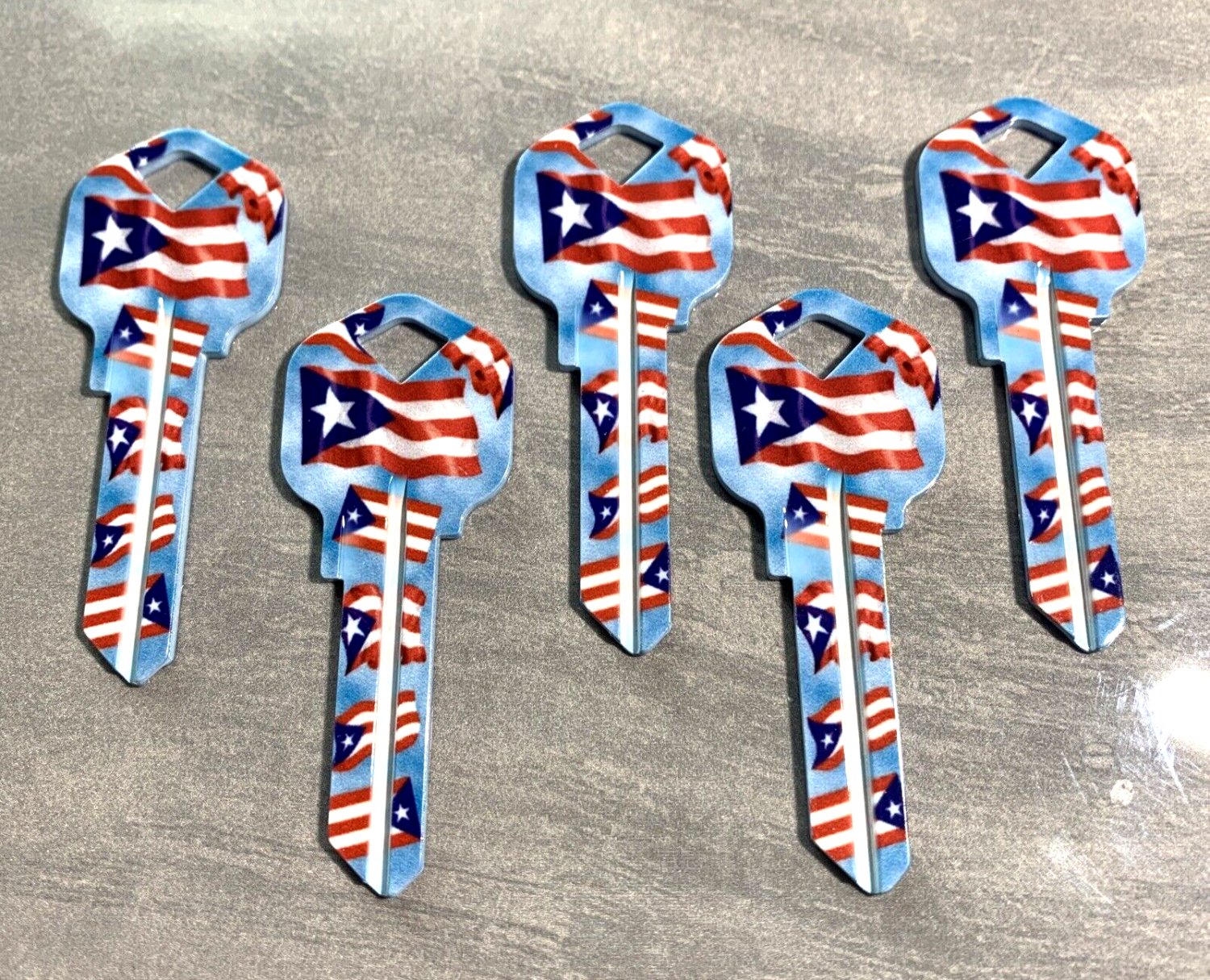 5X PUERTO RICO FLAG Uncut NEW House Key Blank-HOME HOUSE KEYS KWIKSET KW-1