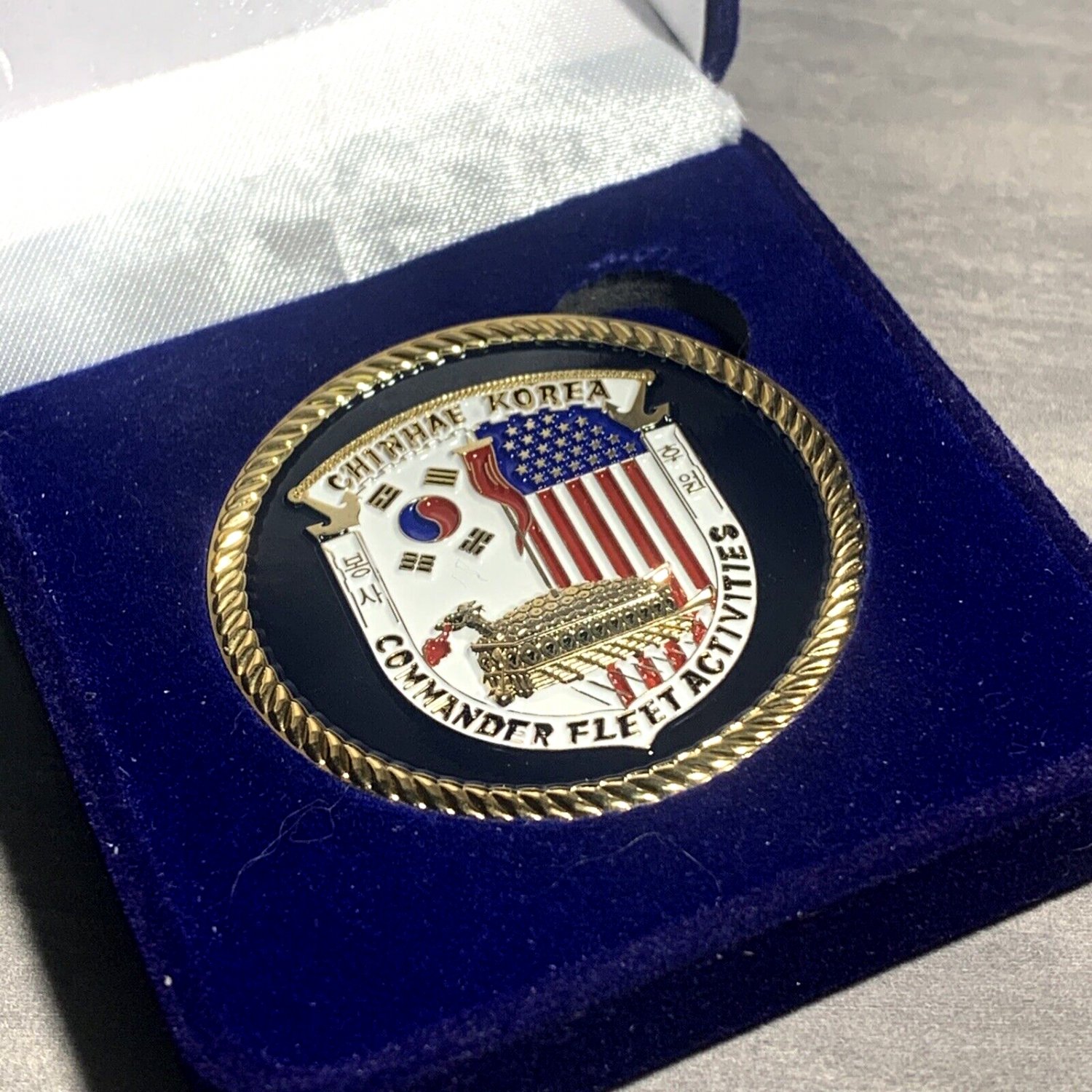 US NAVY CHINHAE KOREA Ranks-Commander Fleet Activities Challenge Coin 1 ...
