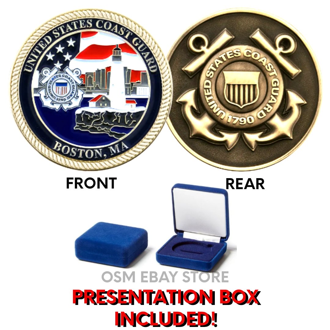 US COAST GUARD BASE BOSTON MA CHALLENGE COIN USCG Large 1.75" w/BOX