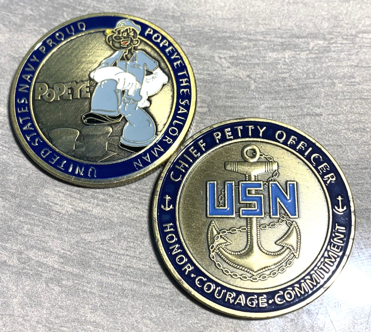 USN POPEYE US NAVY CHIEF PETTY OFFICER Challenge Coin US NAVY PROUD NEW!
