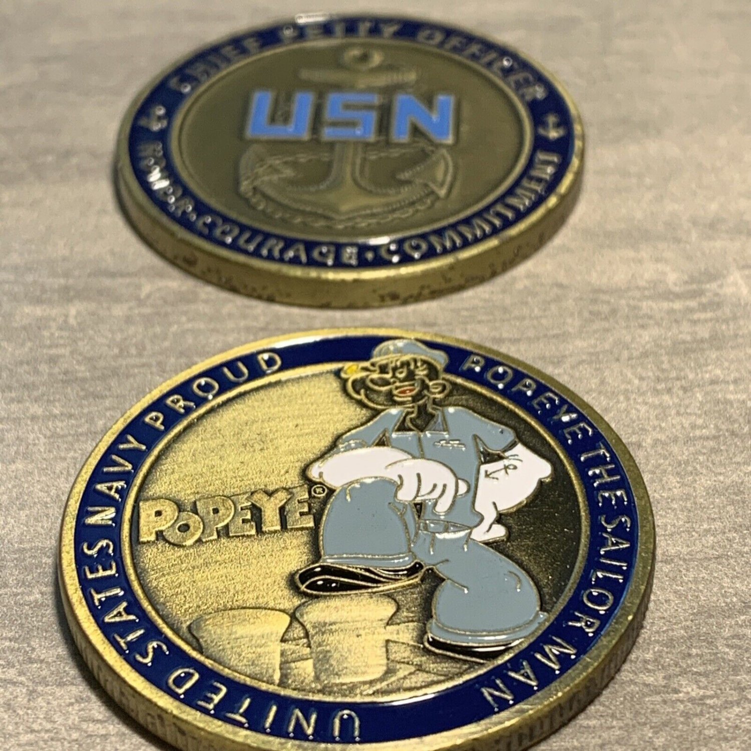 USN POPEYE US NAVY CHIEF PETTY OFFICER Challenge Coin US NAVY PROUD NEW!