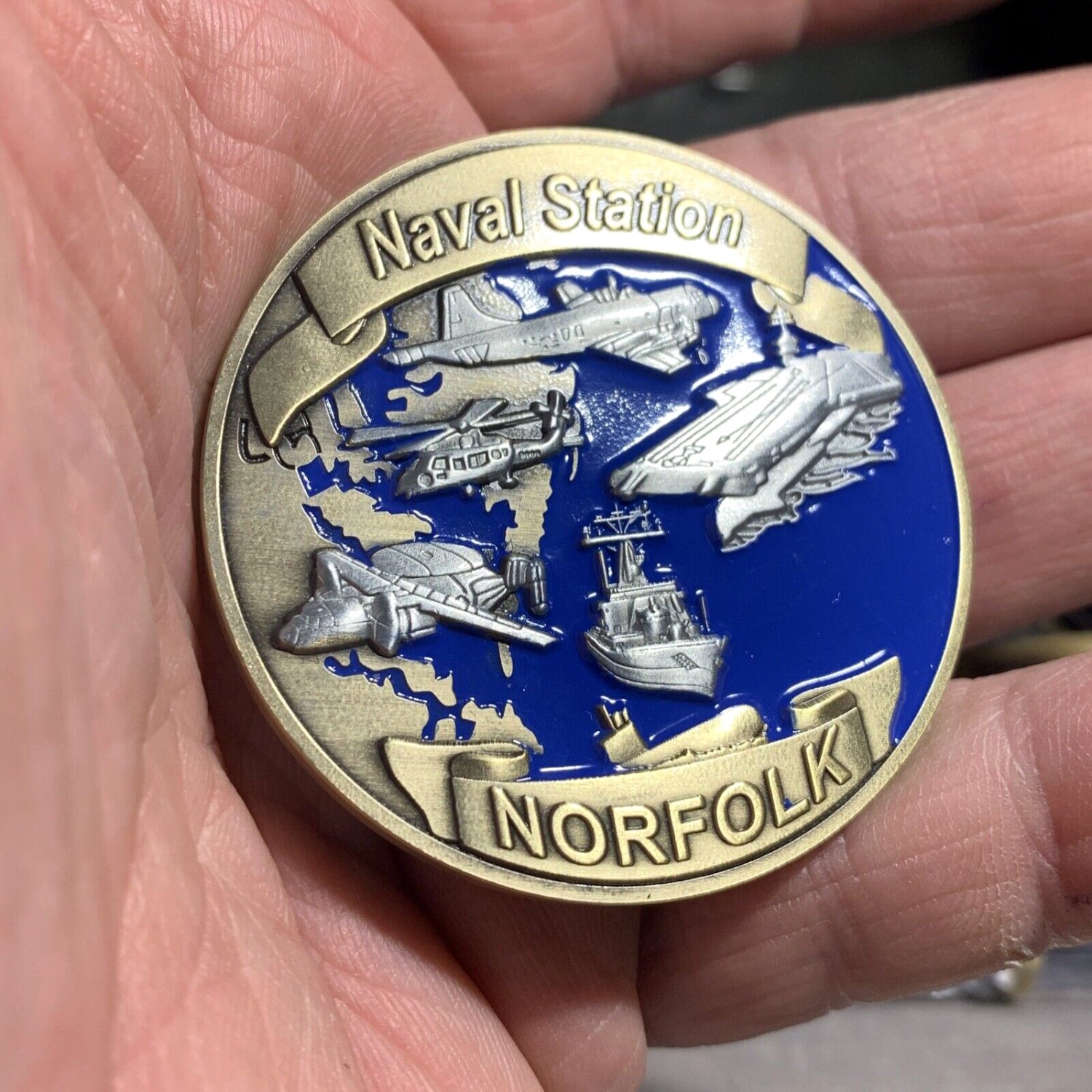 Naval Station NORFOLK CHALLENGE COIN LARGE 2" Virginia Beach USA US NAS ...