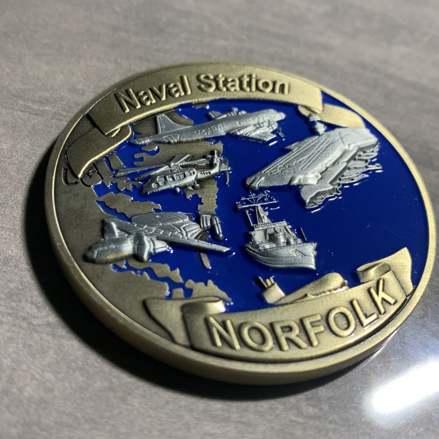 Naval Station NORFOLK CHALLENGE COIN LARGE 2" Virginia Beach USA US NAS ...