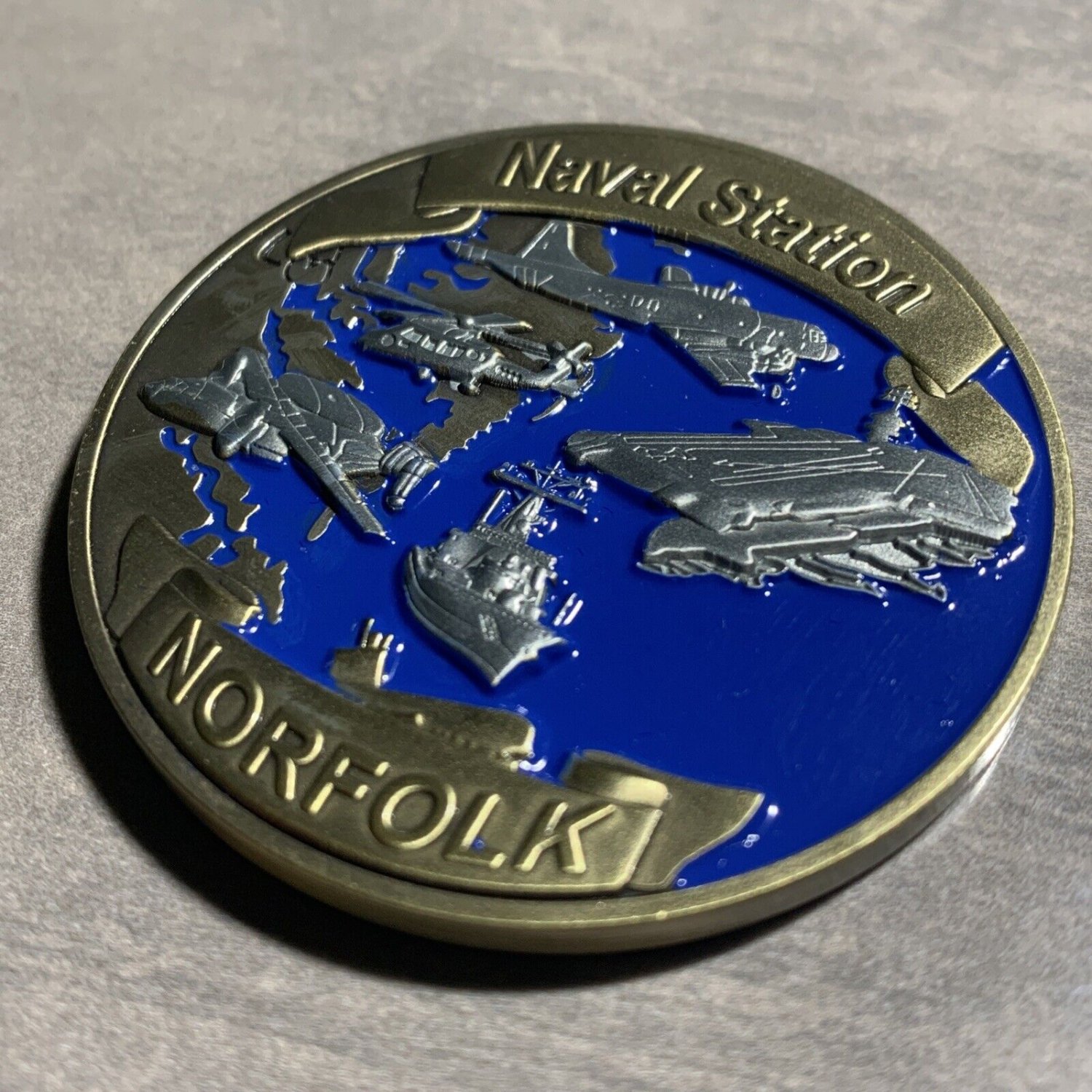 Naval Station NORFOLK CHALLENGE COIN LARGE 2" Virginia Beach USA US NAS ...