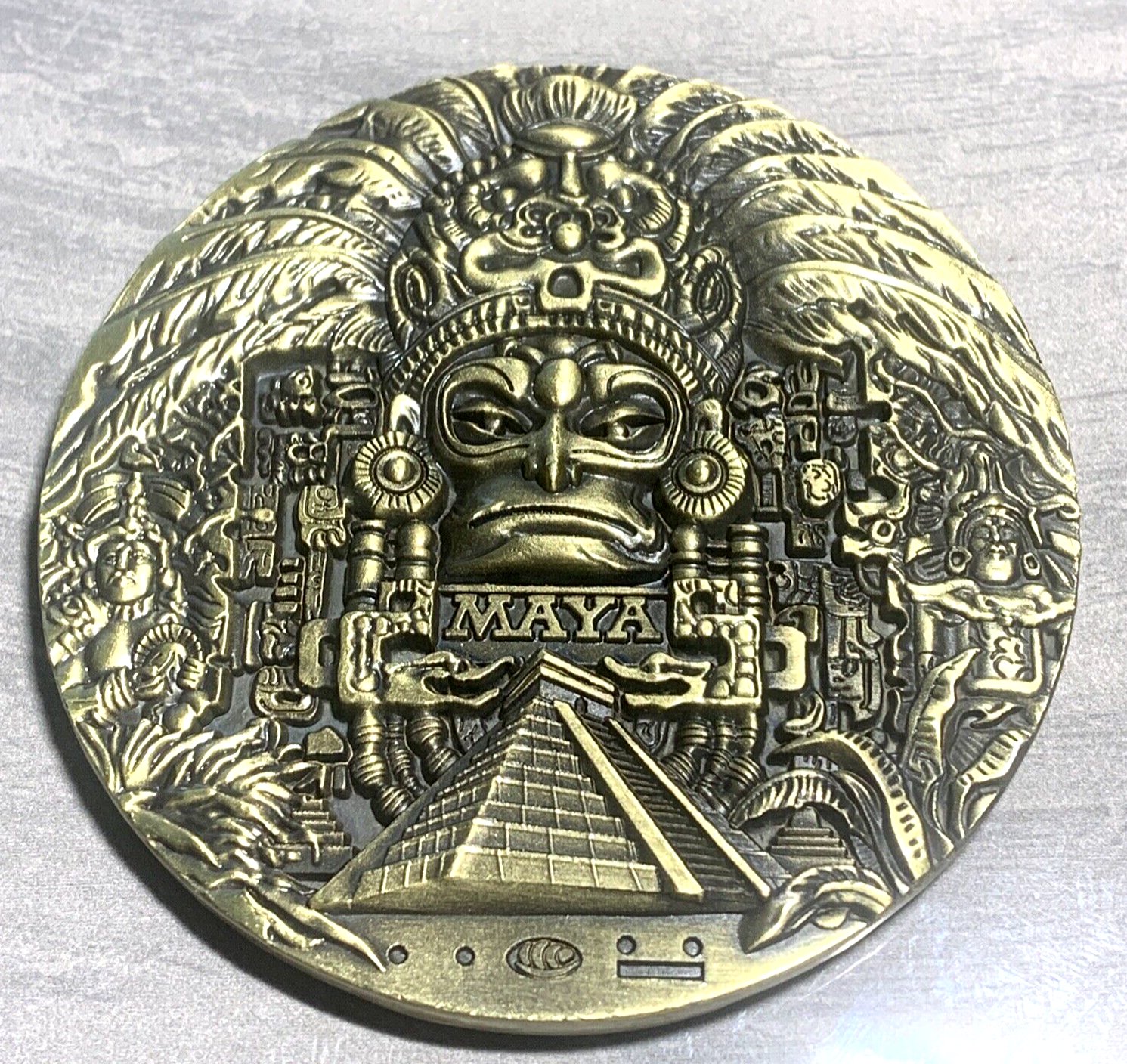 HUGE 3" AZTEC MAYAN CALENDAR-Maya Ancient Challenge Coin FAST SHIPPING!