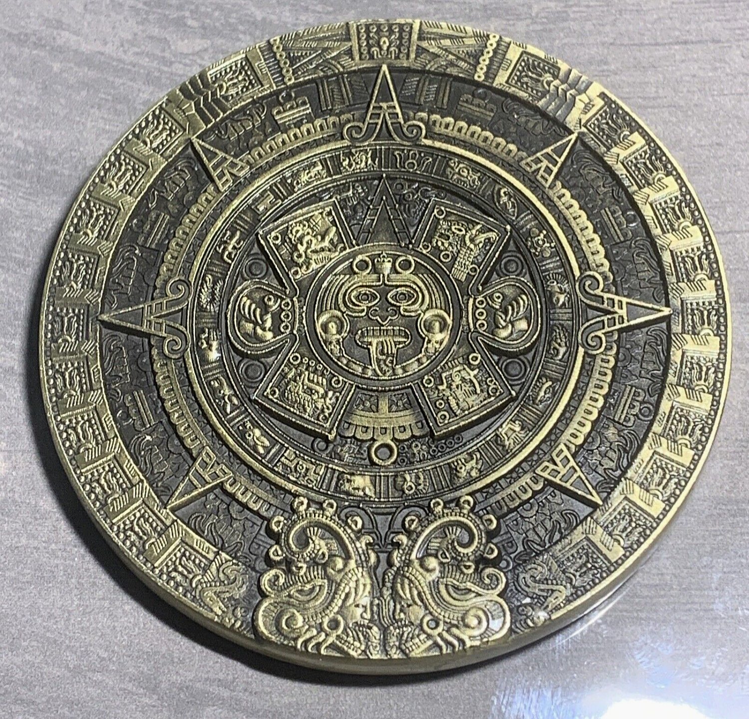 HUGE 3" AZTEC MAYAN CALENDAR-Maya Ancient Challenge Coin FAST SHIPPING!