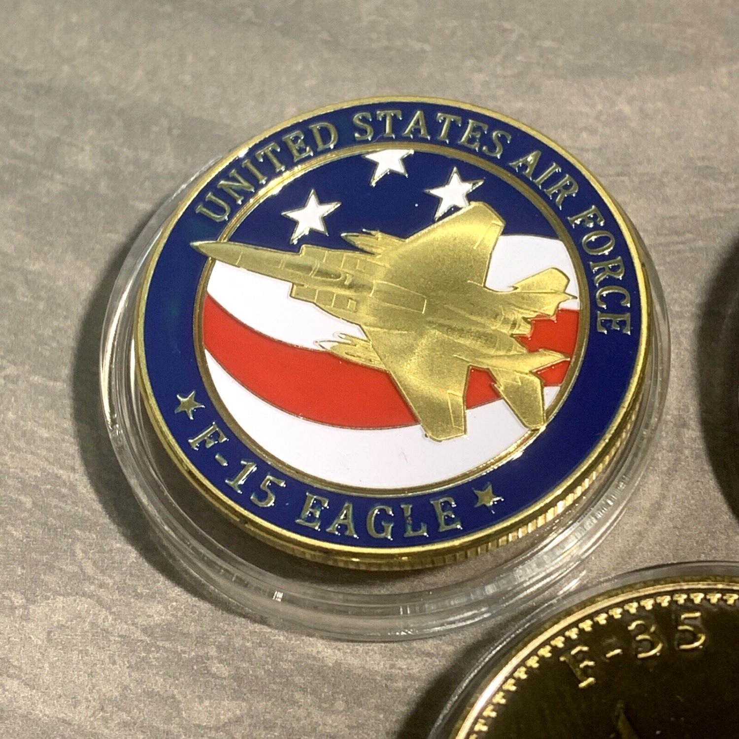 USAF F-15 F-16 F-22 F-35 F-117 STEALTH CHALLENGE COIN LOT OF 5-GREAT SET!