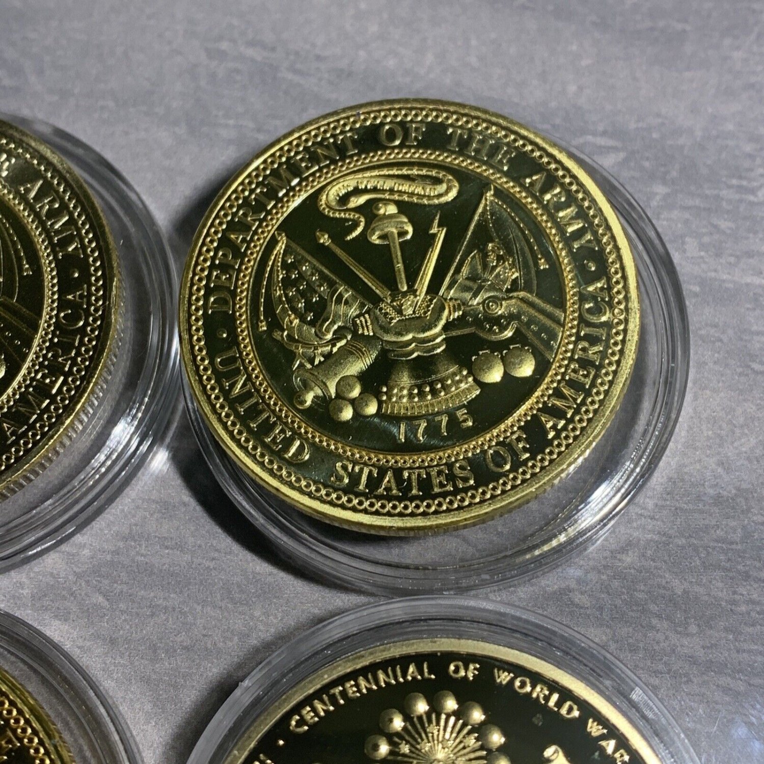 US ARMY CHALLENGE COIN LOT OF 4-1ST ARMORED-100 YR-MEDIC-JAG Offers ...