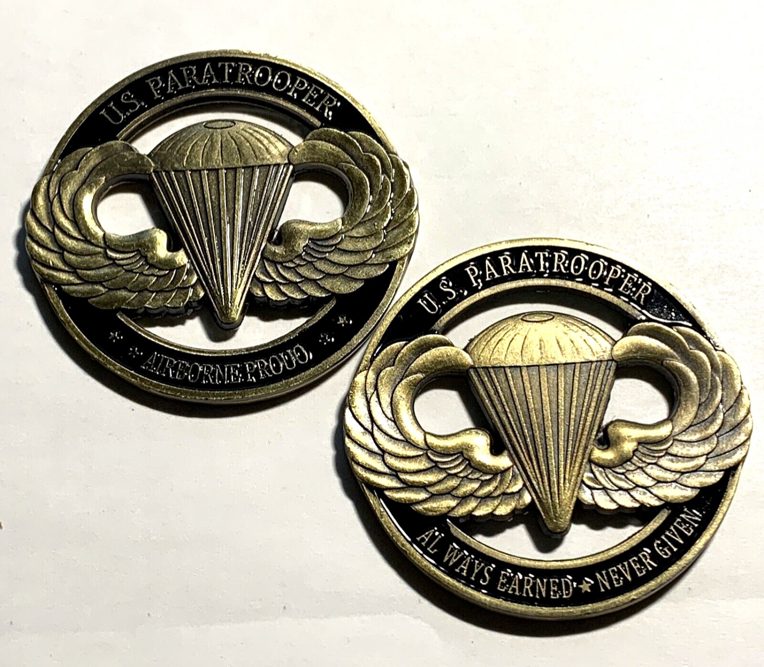 US ARMY PARATROOPER Airborne Challenge Coin-Hallow Bronze/Black NEW! IN ...