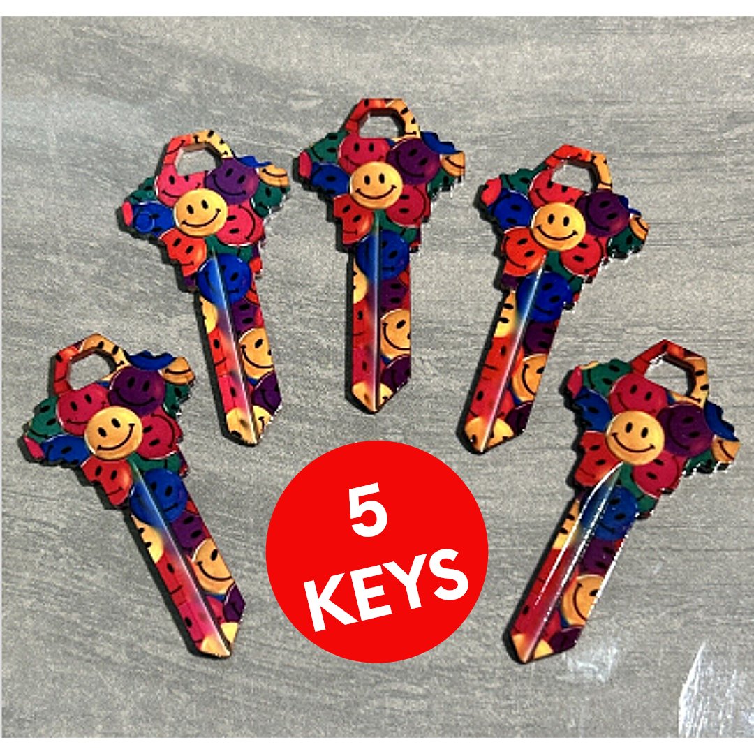 5X-HAPPY FACES EMOJI KEYS Uncut NEW House Key Blanks HOUSE SCHLAGE SC-1
