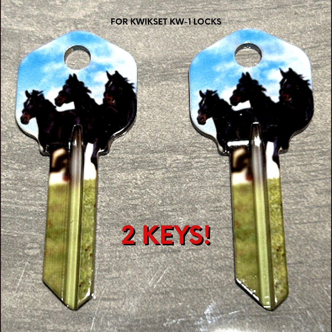 2X WILD HORSES Uncut NEW House Key Blank-HOME HOUSE KEYS KWIKSET KW-1