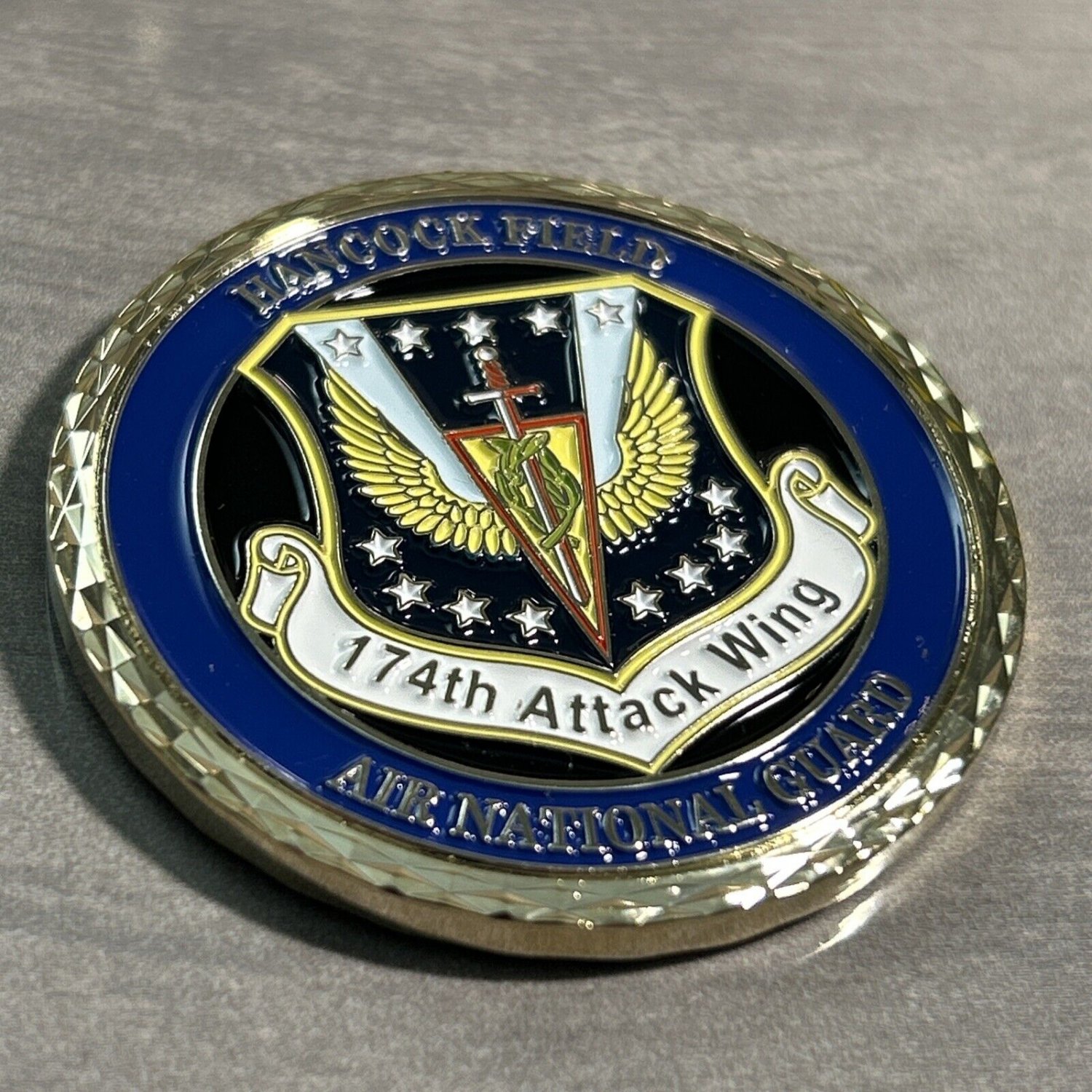 USAF HANCOCK FIELD 174TH ATTACK WING COBRA 1.75" CHALLENGE COIN W STAND!