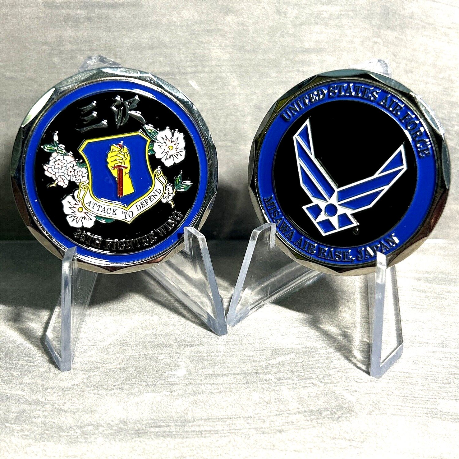 USAF CHALLENGE COIN MISAWA AFB JAPAN 35TH FIGHTER WING-1.75" STAND ...