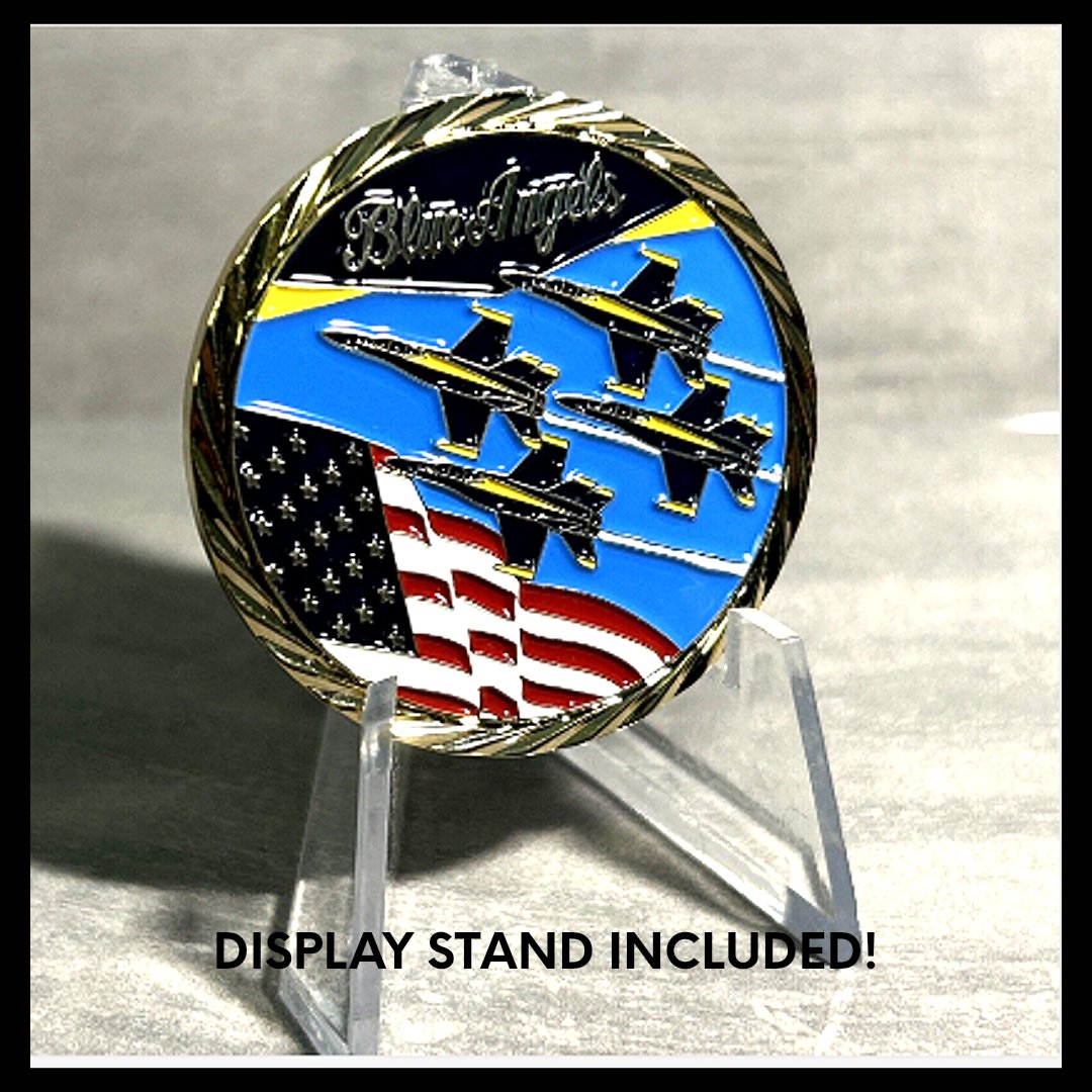 US Navy BLUE ANGELS "The Sky Is Not the Limit 1.75" CHALLENGE COIN w STAND